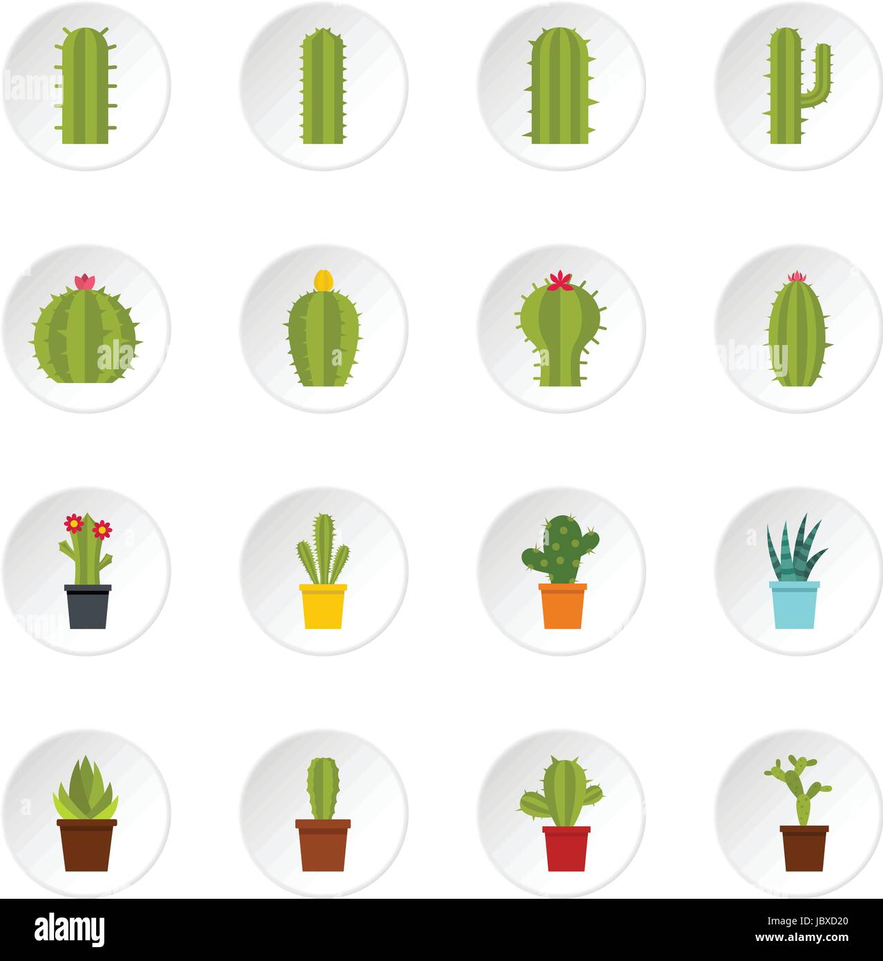 Different cactuses icons set in flat style Stock Vector Image & Art - Alamy