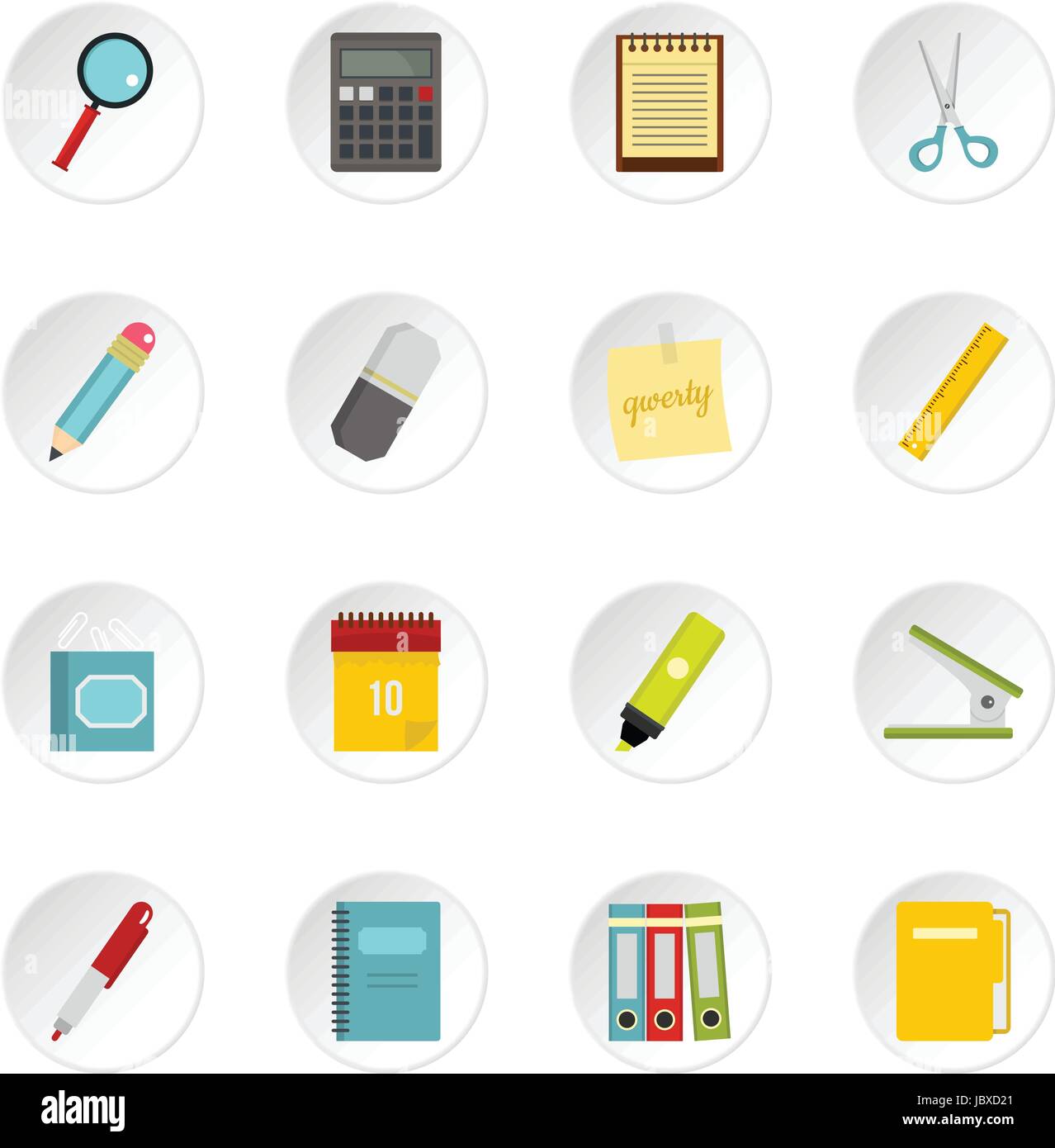 Stationery symbols icons set in flat style Stock Vector Image & Art - Alamy