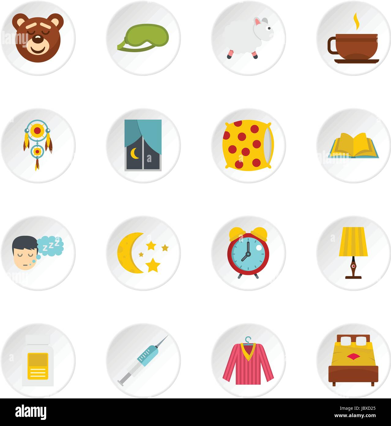 Sleep icons set in flat style Stock Vector Image & Art - Alamy