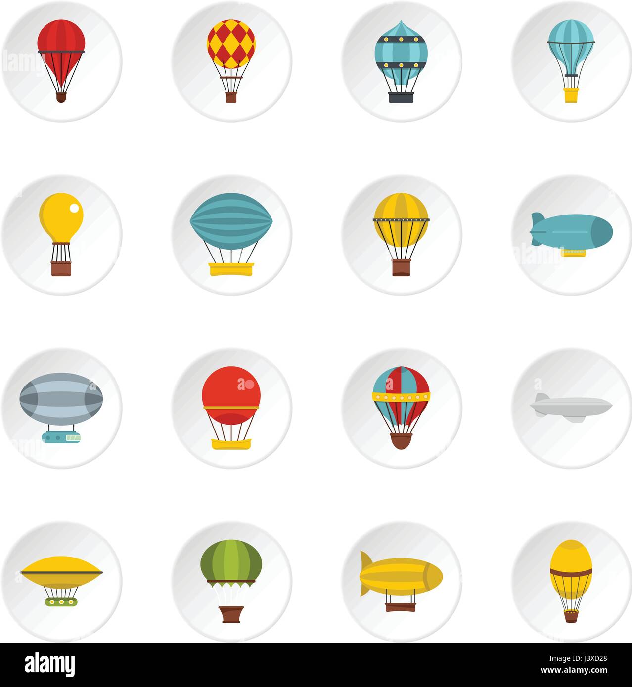 Retro balloons aircraft icons set in flat style Stock Vector Image ...