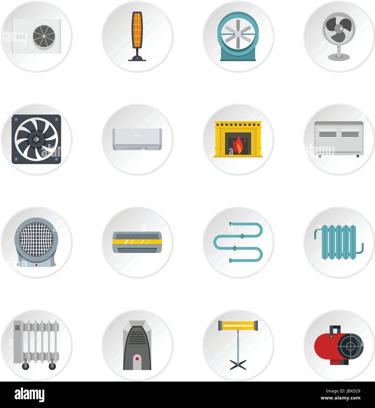Heating cooling air icons set in flat style Stock Vector Image & Art ...