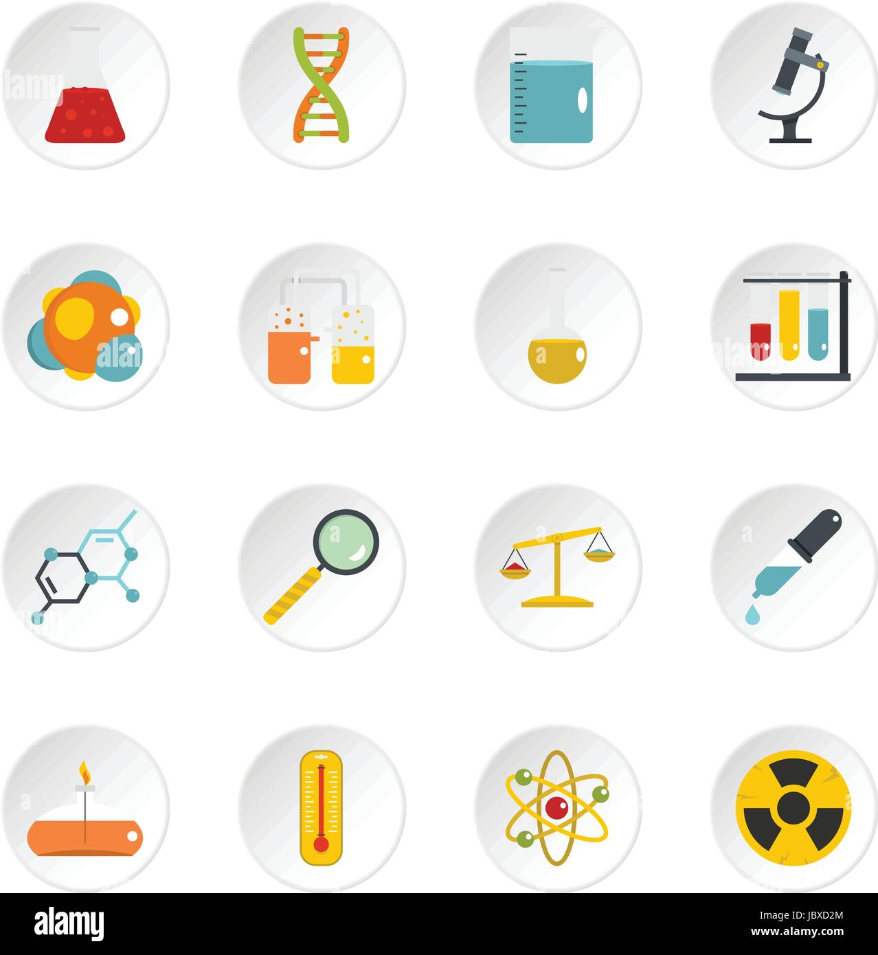 Chemical laboratory icons set in flat style Stock Vector Image & Art ...