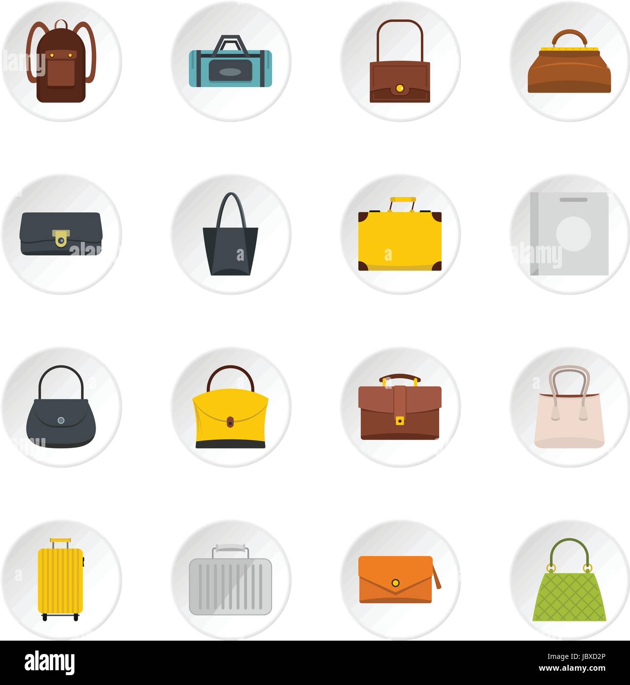 Bag baggage suitcase icons set in flat style Stock Vector Image & Art ...