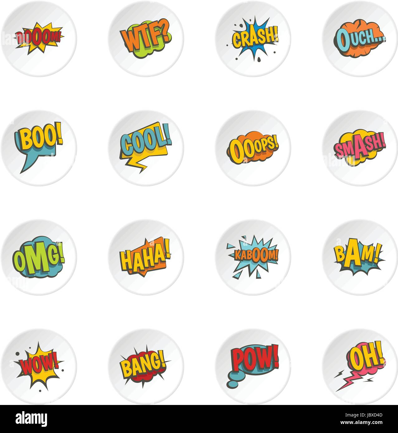 Comic colored sound icons set in flat style Stock Vector Image & Art ...
