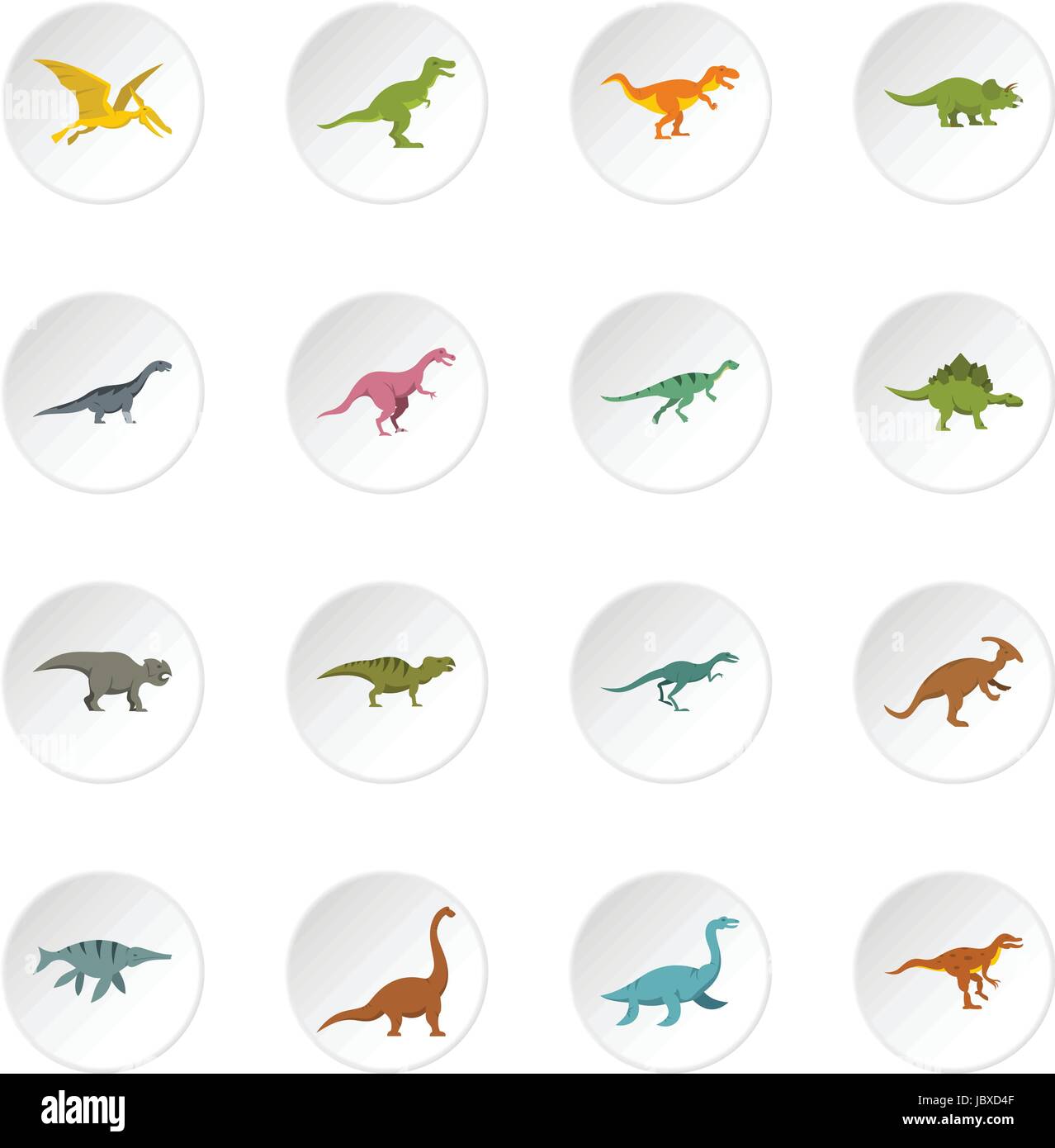Dinosaur icons set in flat style Stock Vector Image & Art - Alamy