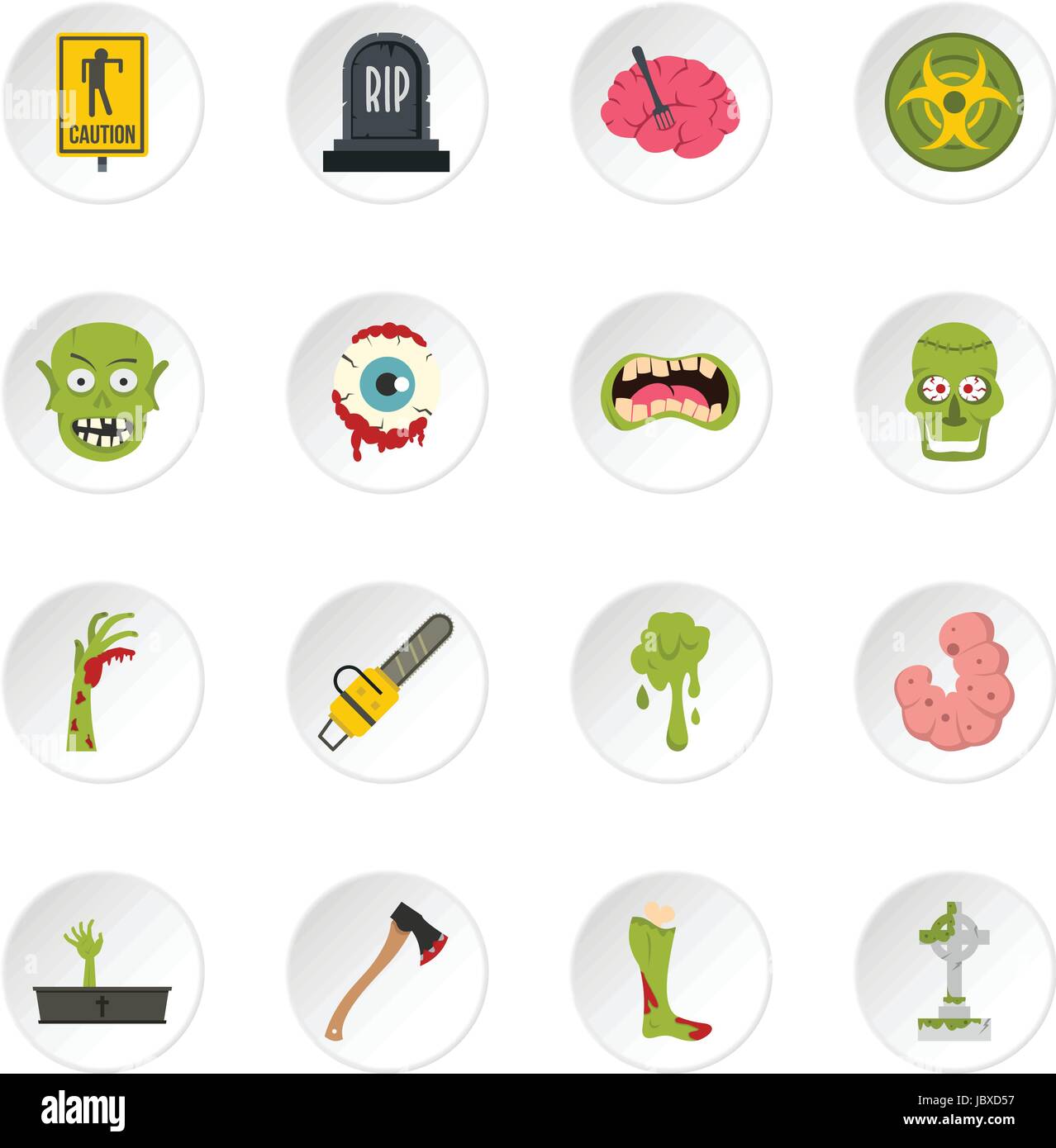 Zombie icons set in flat style Stock Vector Image & Art - Alamy