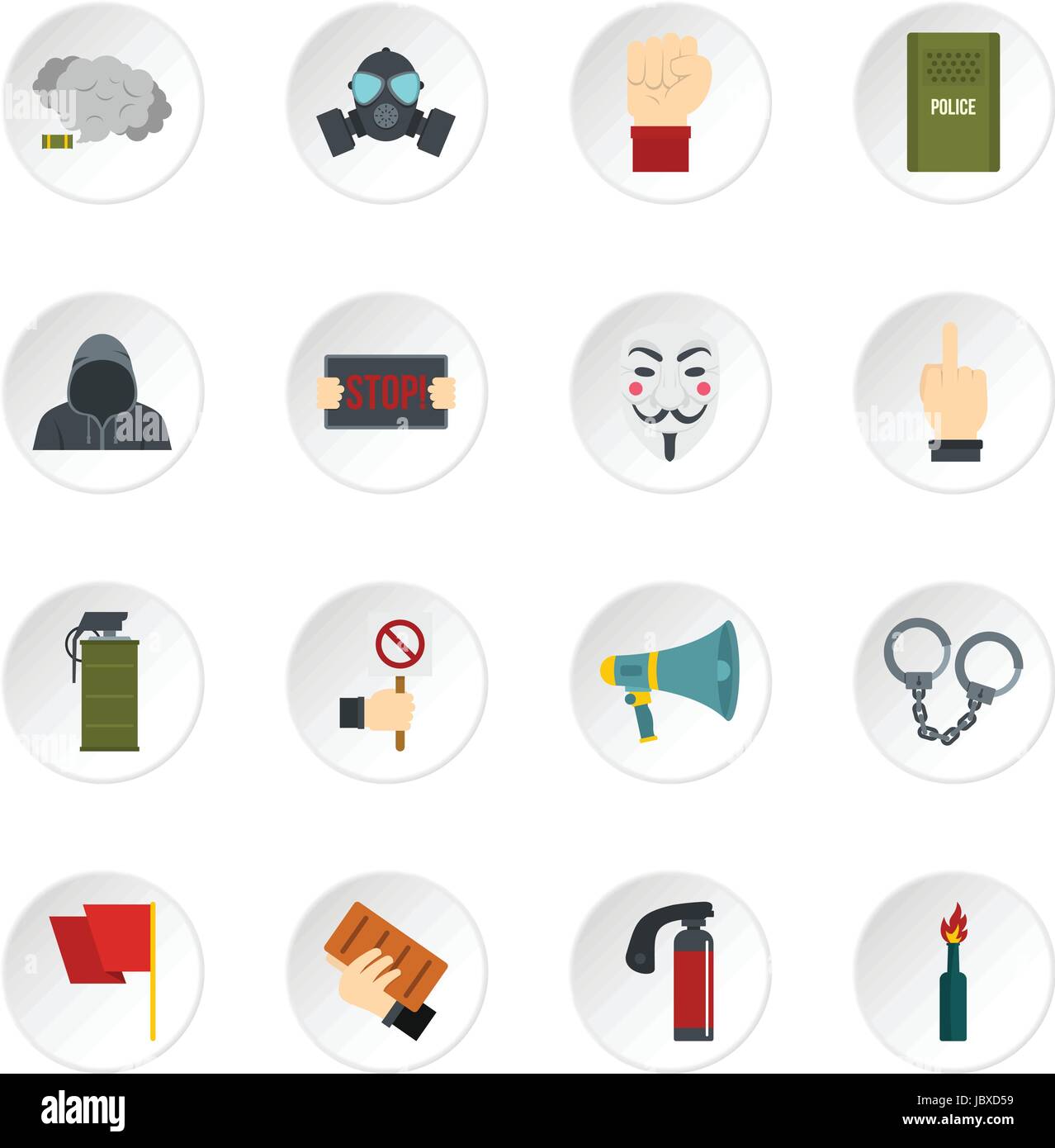 Protest icons set in flat style Stock Vector Image & Art - Alamy