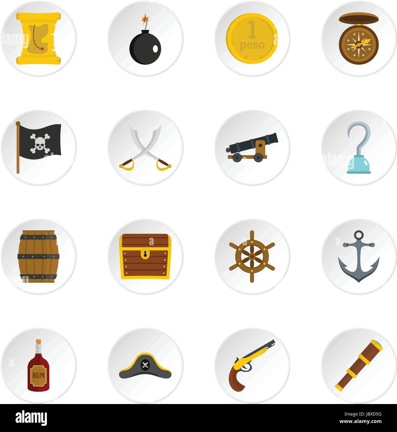Pirate icons set in flat style Stock Vector Image & Art - Alamy