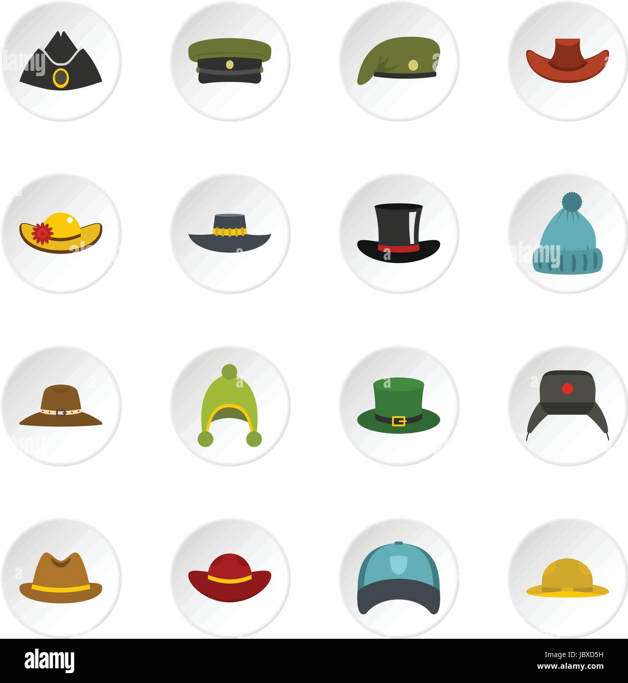 Headdress hat icons set in flat style Stock Vector Image & Art - Alamy