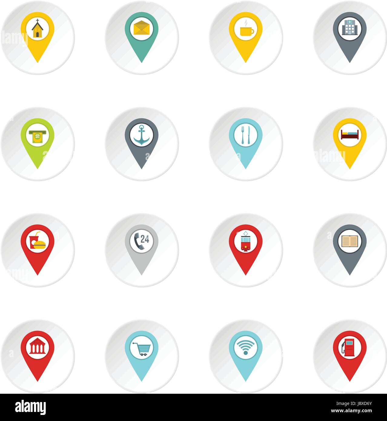 Points of interest icons set in flat style Stock Vector Image & Art - Alamy