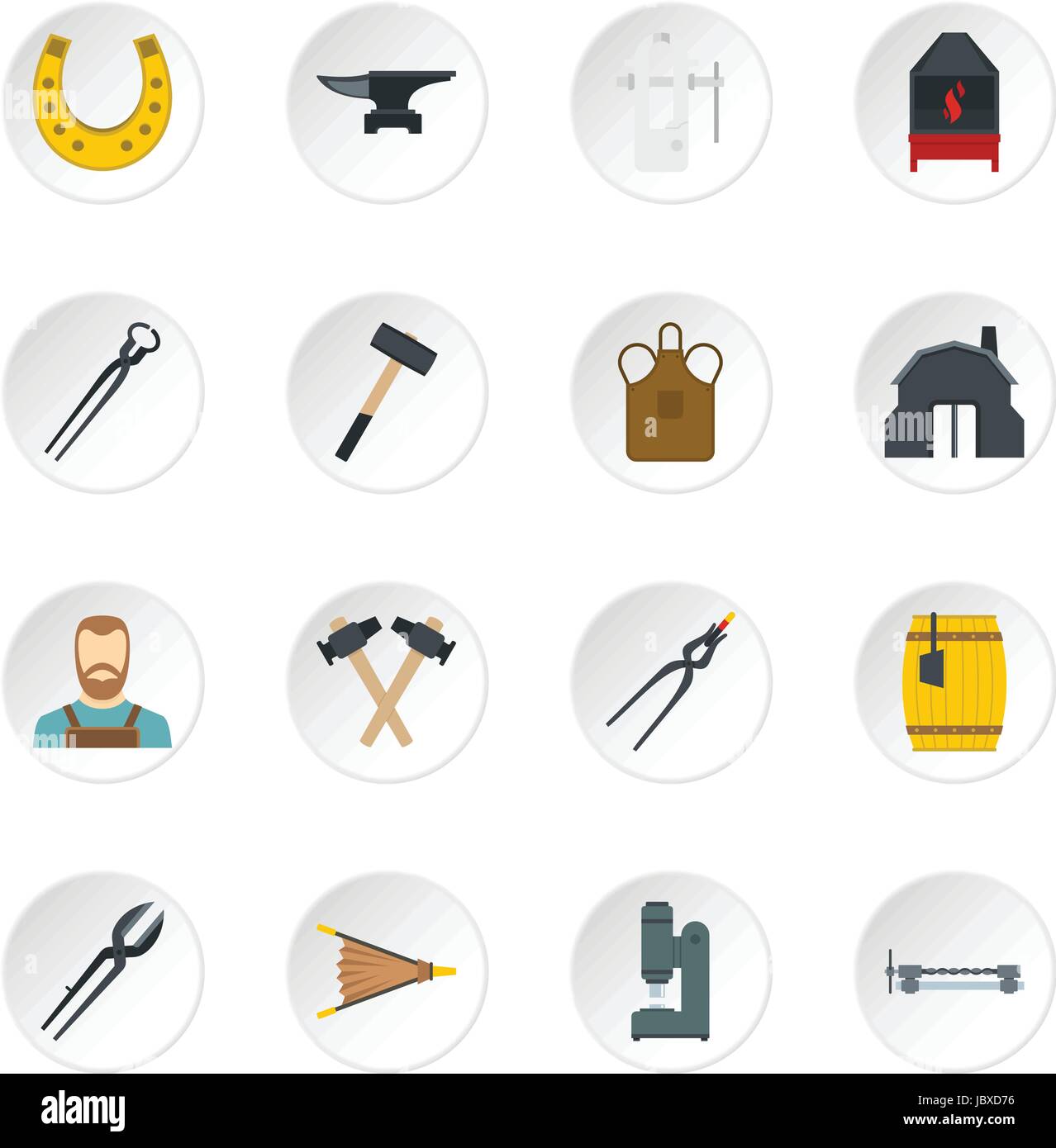 Blacksmith icons set in flat style Stock Vector Image & Art - Alamy