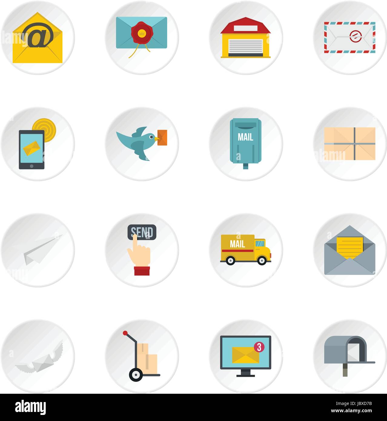 Postal service flat color Cut Out Stock Images & Pictures - Alamy