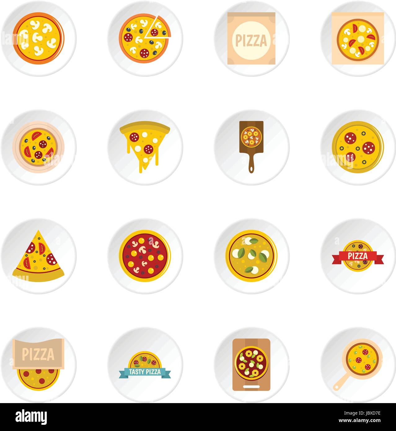 Pizza icons set in flat style Stock Vector Image & Art - Alamy