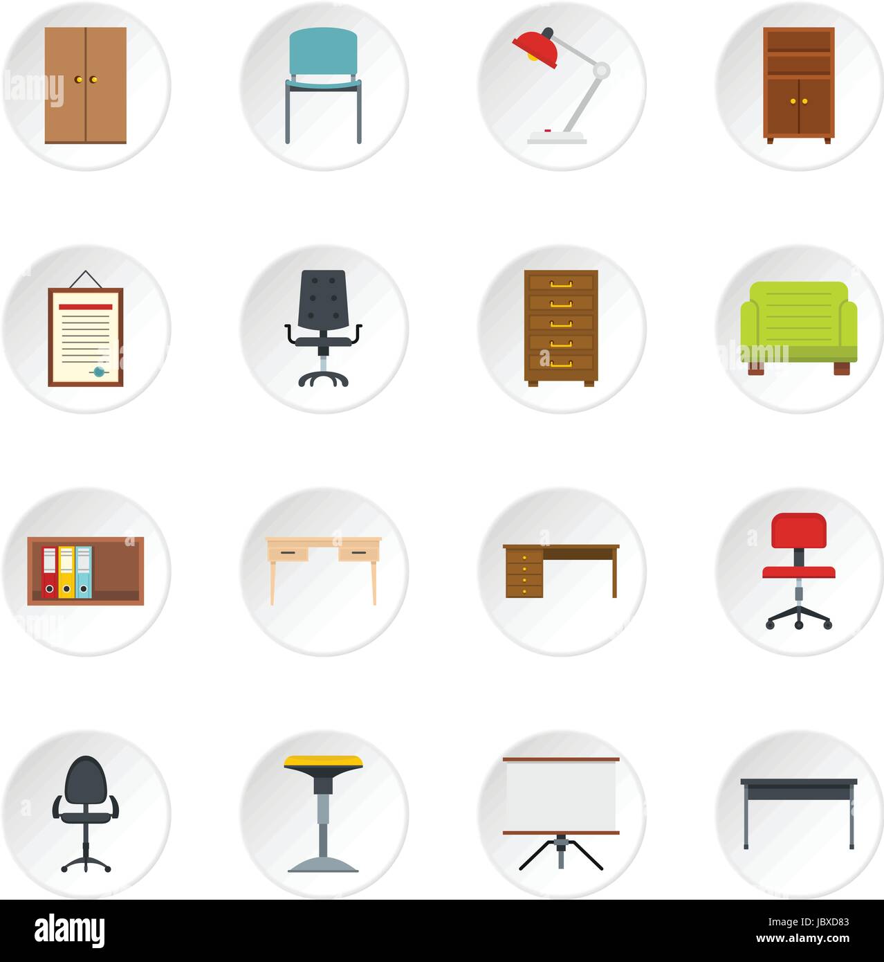 Office furniture icons set in flat style Stock Vector Image & Art - Alamy
