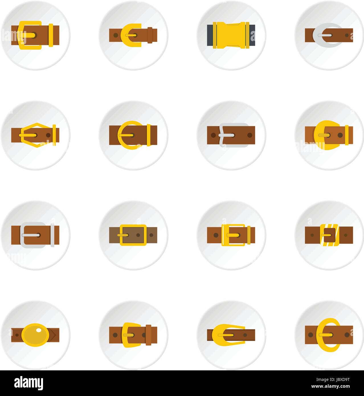 Belt buckles icons set in flat style Stock Vector Image & Art - Alamy