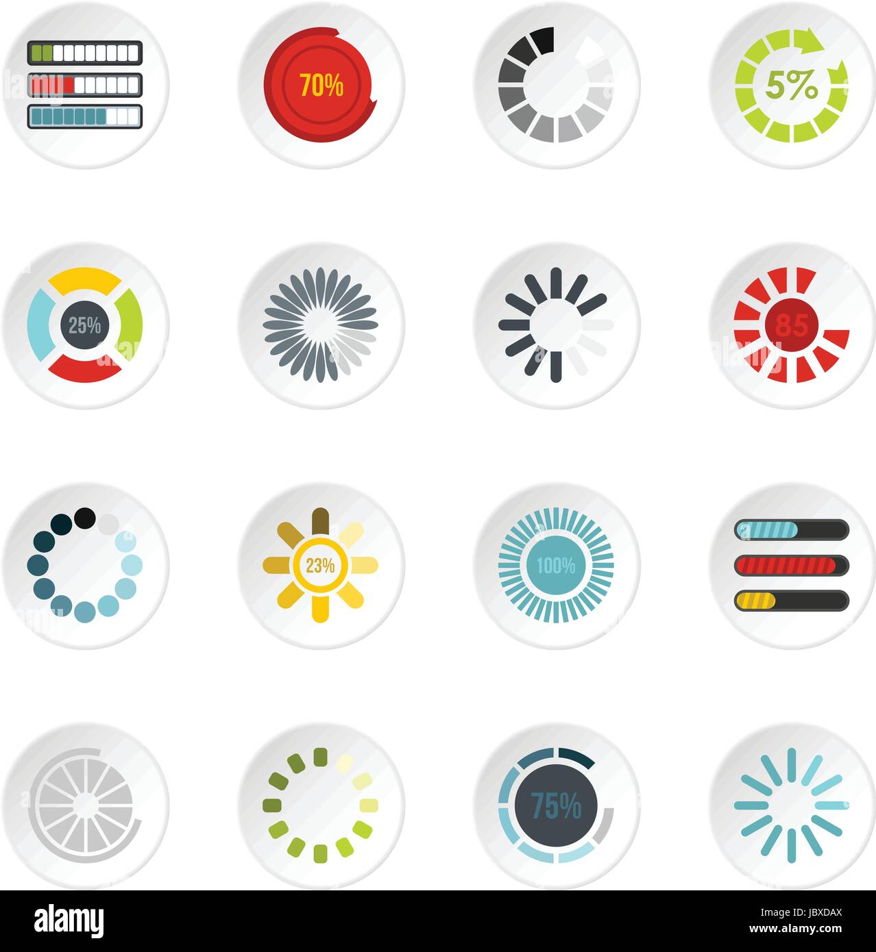 Download progress bar icons set, flat style Stock Vector Image & Art ...