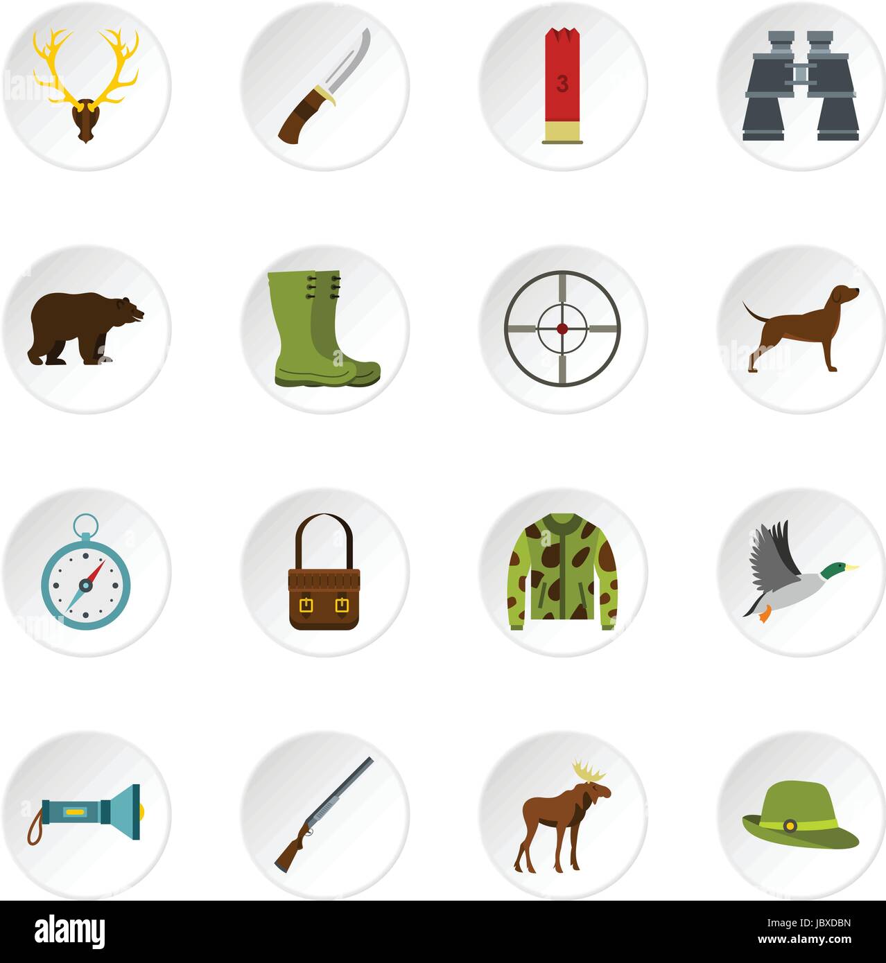 Hunting icons set in flat style Stock Vector Image & Art - Alamy