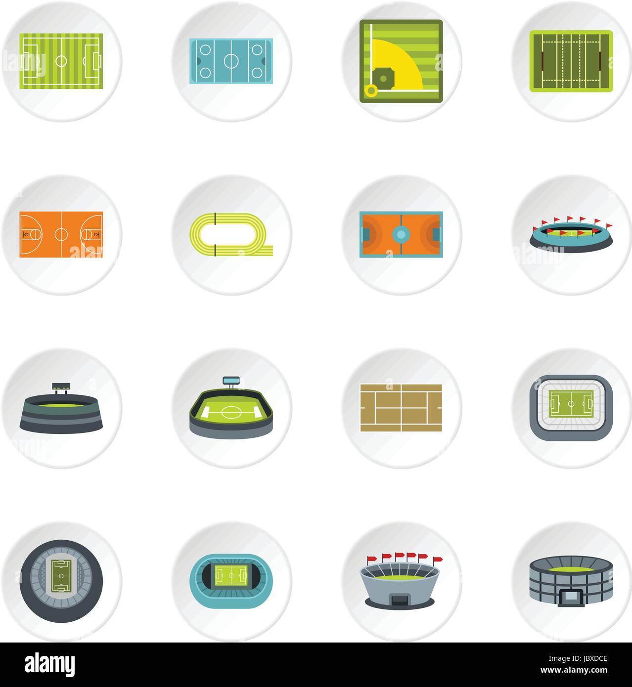 Sport stadium icons set, flat style Stock Vector Image & Art - Alamy