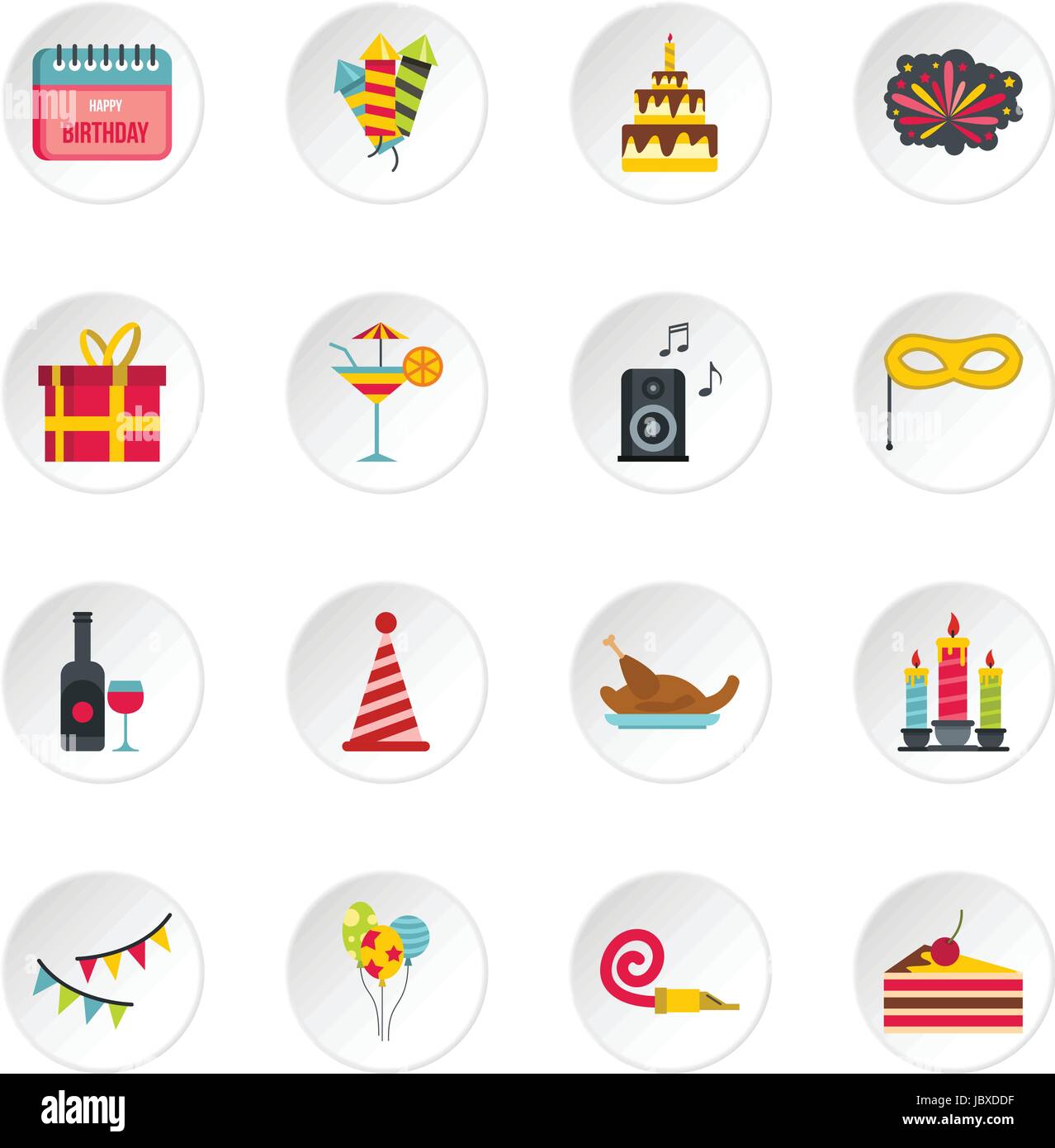 Happy Birthday icons set,flat style Stock Vector Image & Art - Alamy