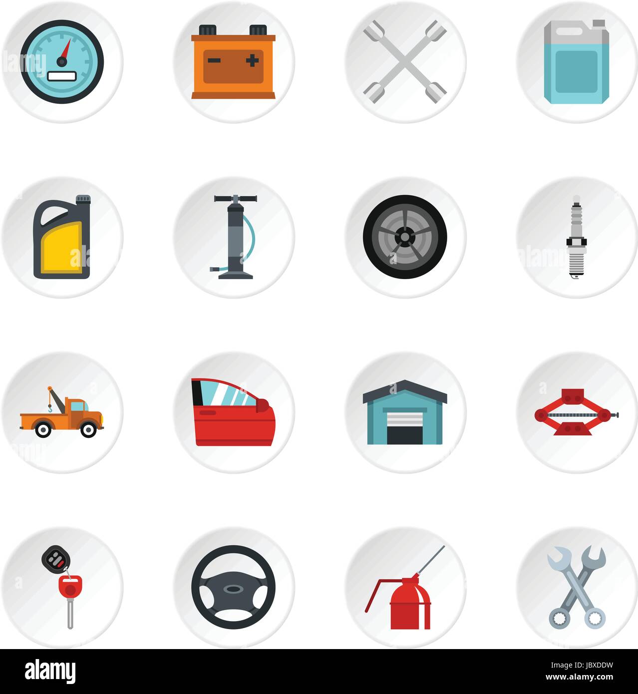 Car maintenance and repair icons set, flat style Stock Vector Image ...