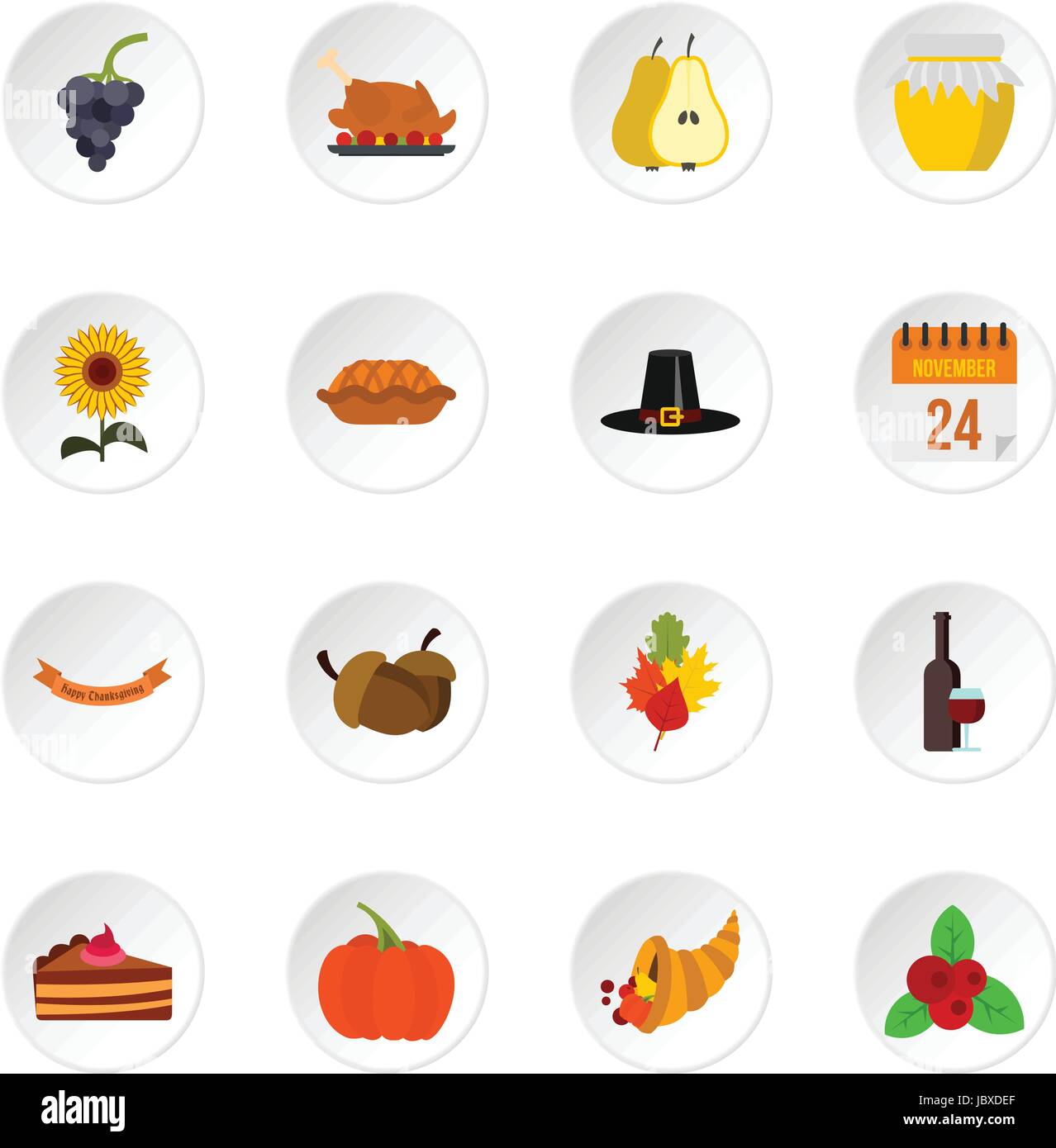 Thanksgiving icons set, flat style Stock Vector Image & Art - Alamy