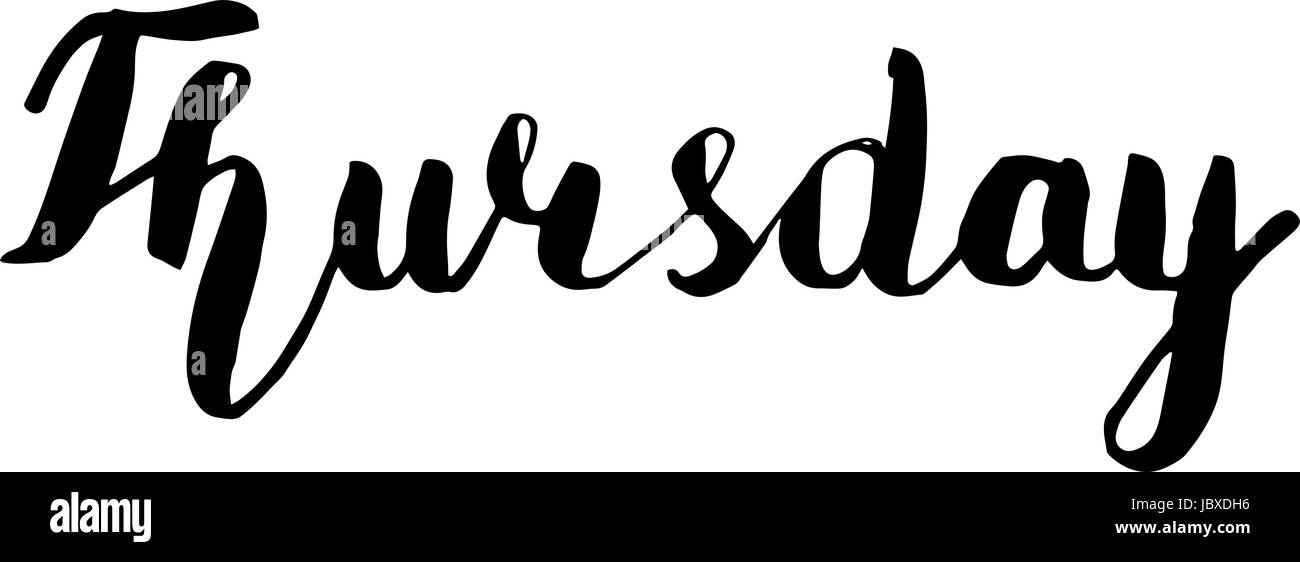 Thursday lettering postcard. Ink illustration. Modern brush calligraphy ...
