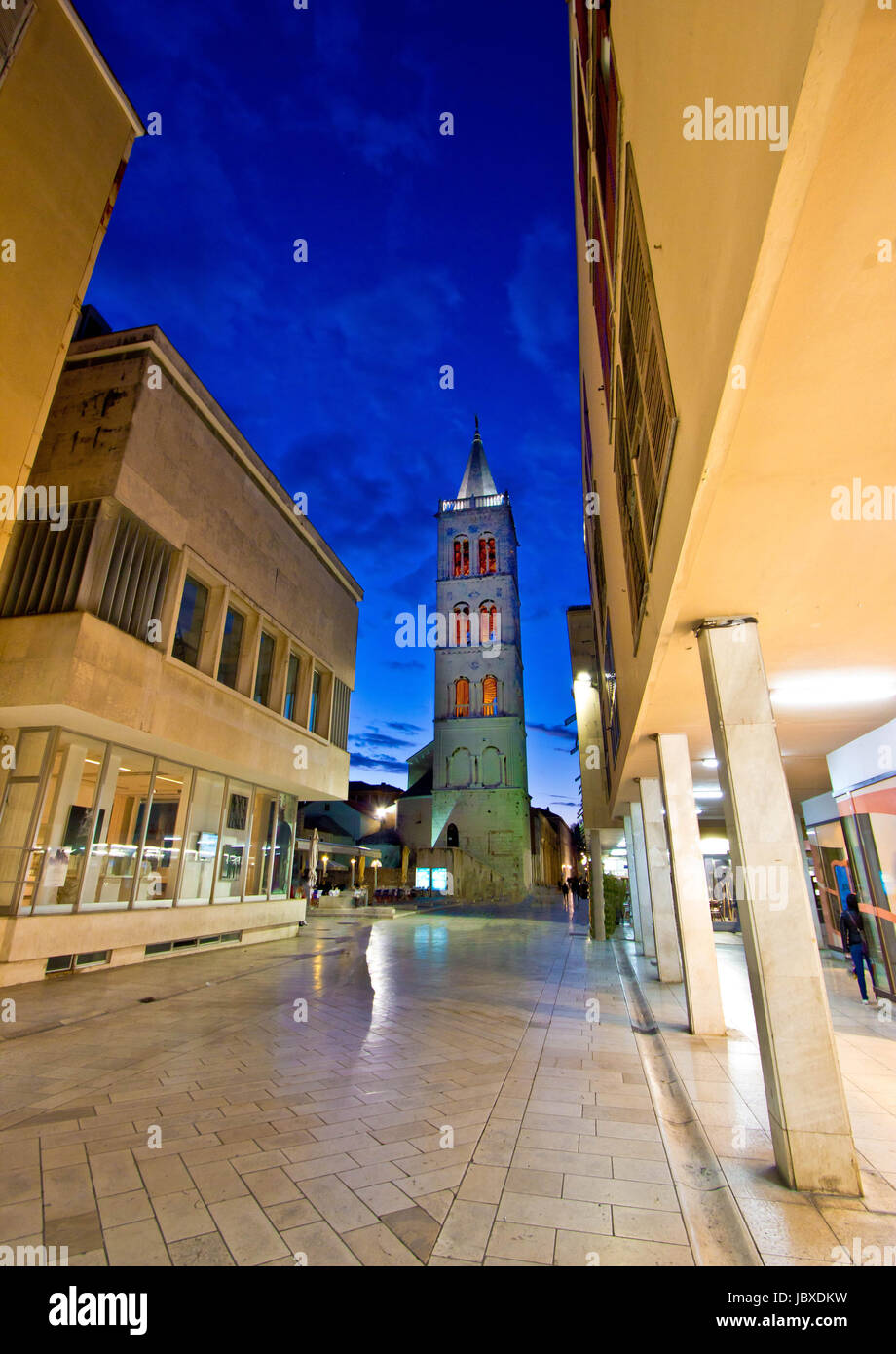 Kalelarga famous Zadar street night view, Dalmatia, Croatia Stock Photo ...
