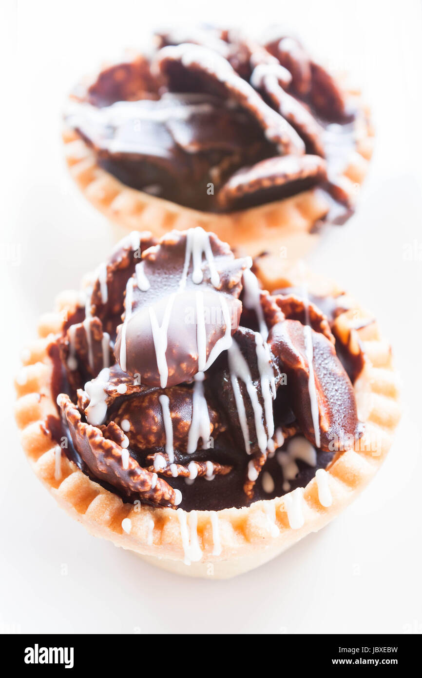 Crispy chocolate tarts isolated on white background, stock photo Stock ...