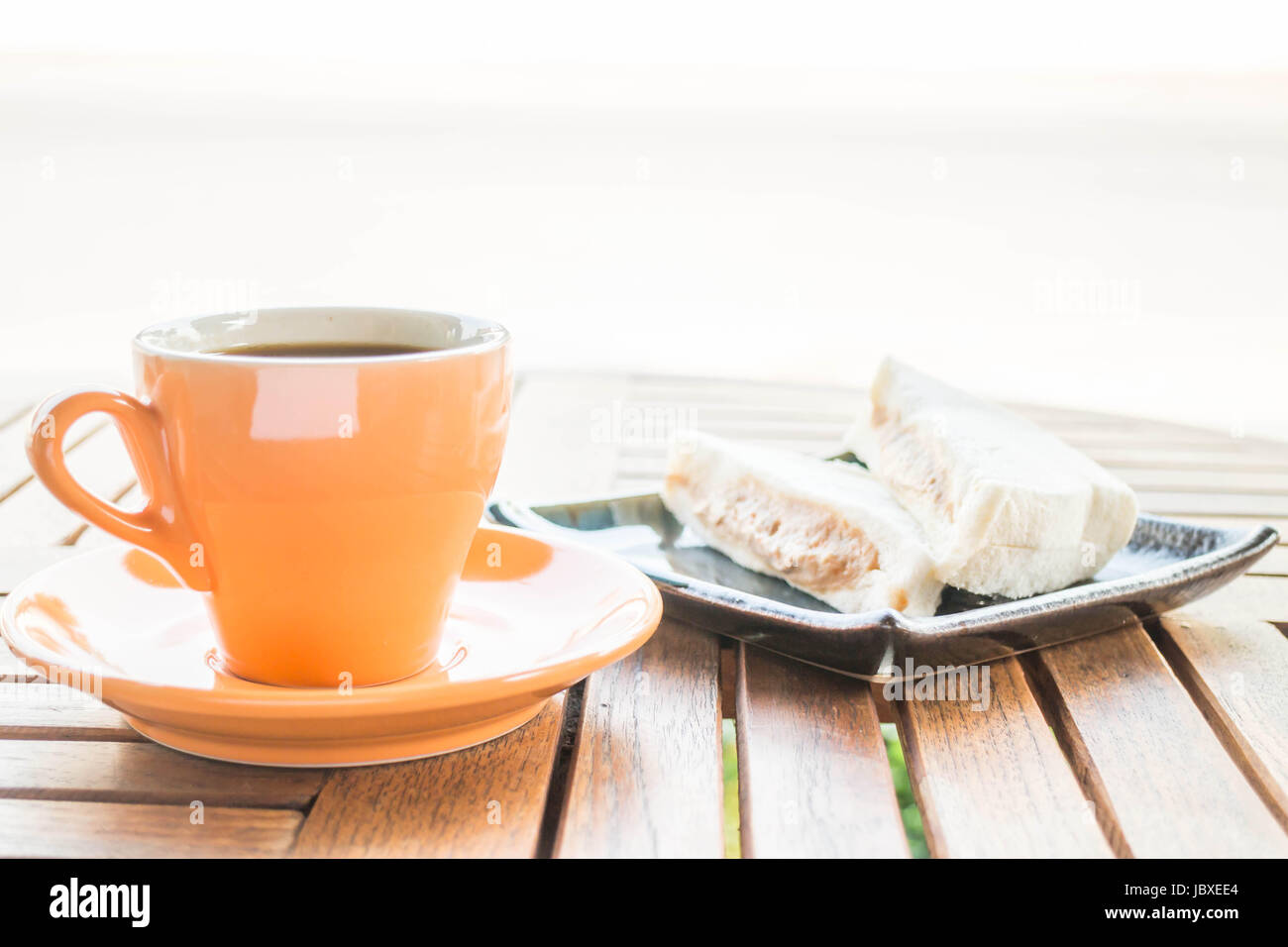 Breakfast set of coffee and sandwiches, stock photo Stock Photo - Alamy