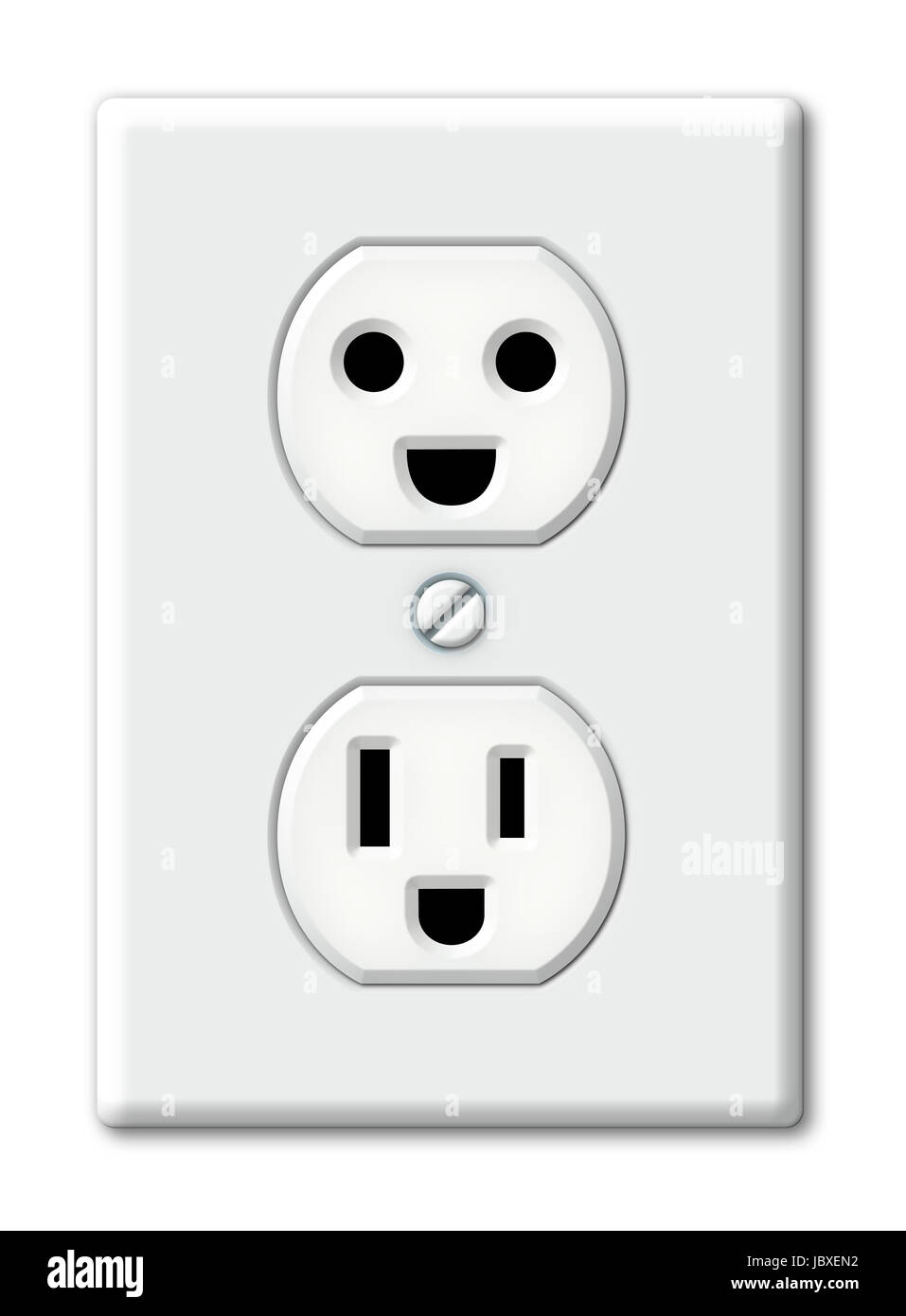 Illustration of an electrical outlet as happy faces Stock Photo - Alamy