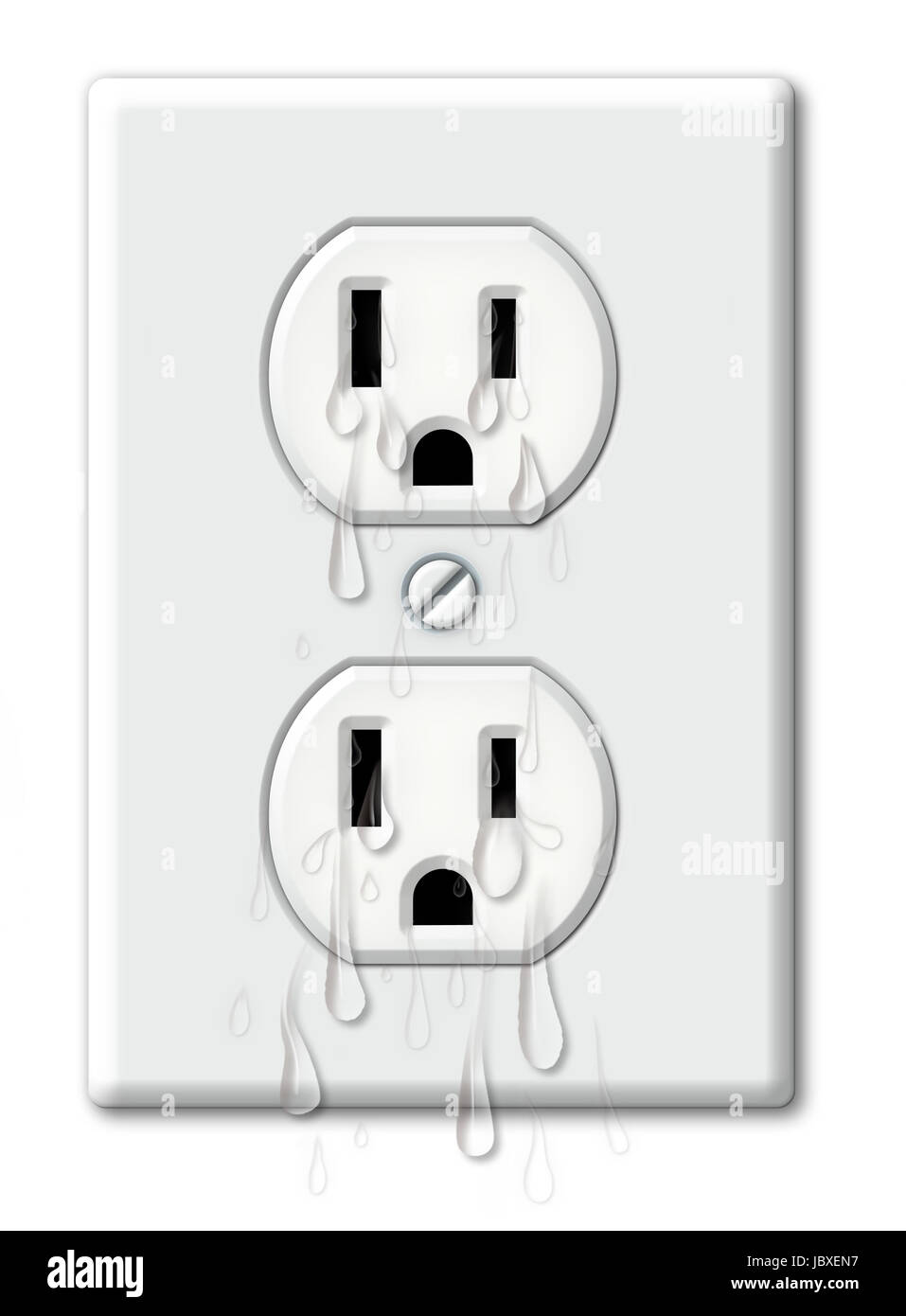 Illustration of an electrical outlet as sad faces Stock Photo - Alamy