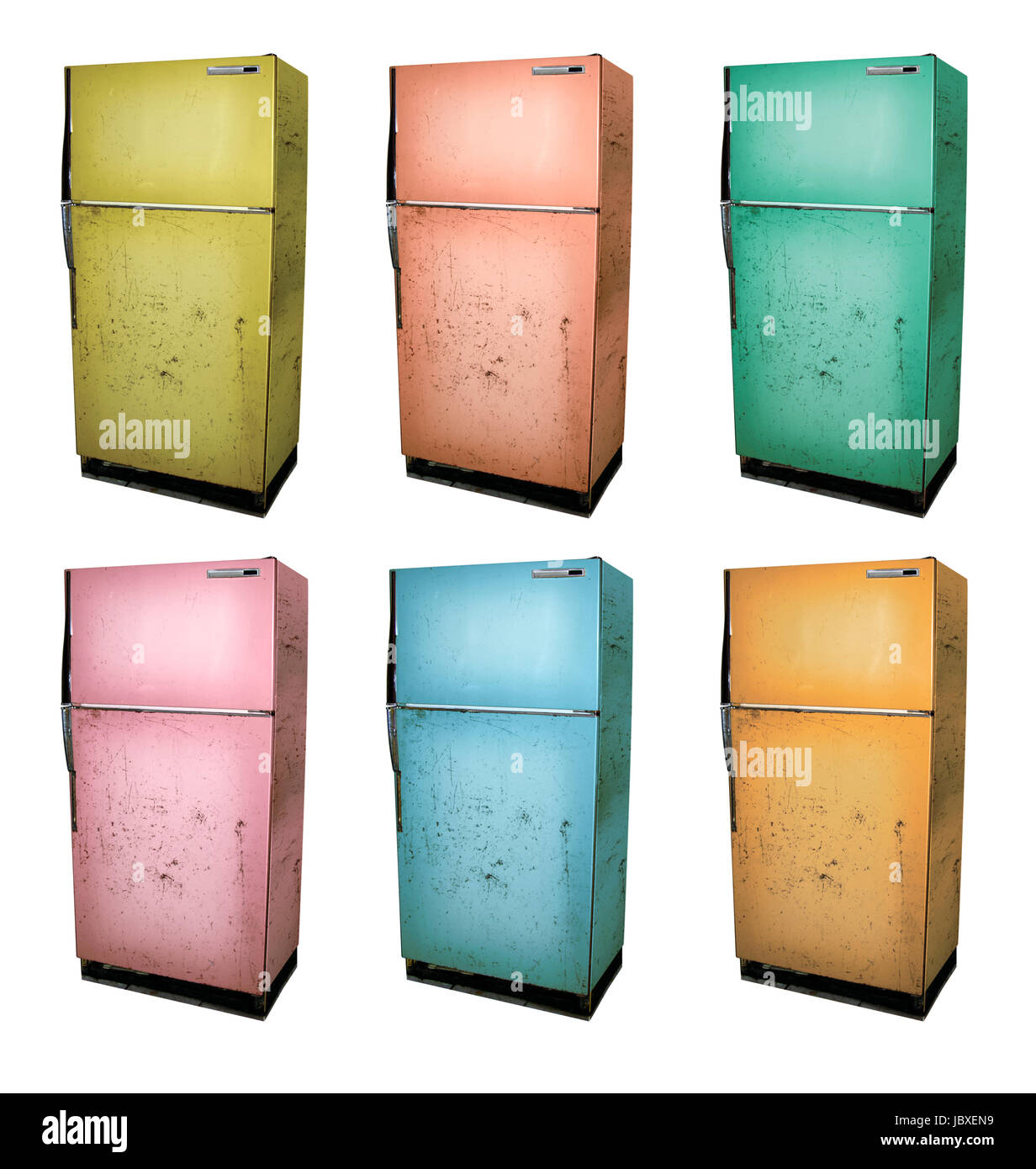Six color versions of an old refrigerator Stock Photo - Alamy