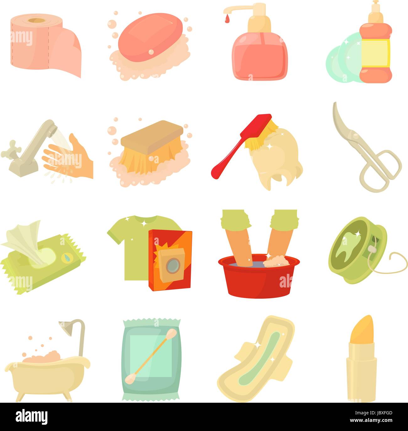 Hygiene cleaning icons set, cartoon style Stock Vector Image & Art - Alamy