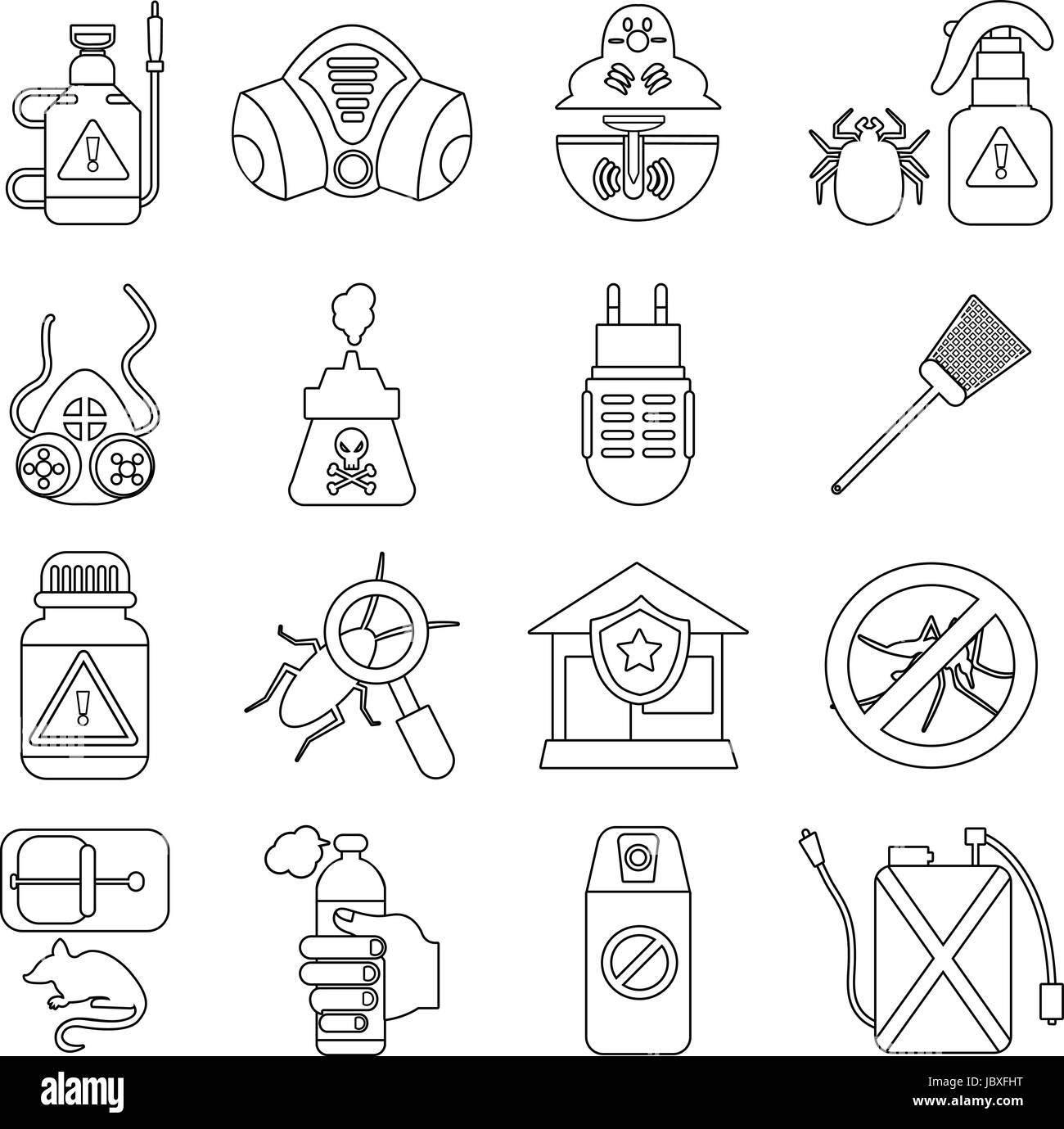 Pest control tools icons set, outline style Stock Vector Image & Art ...