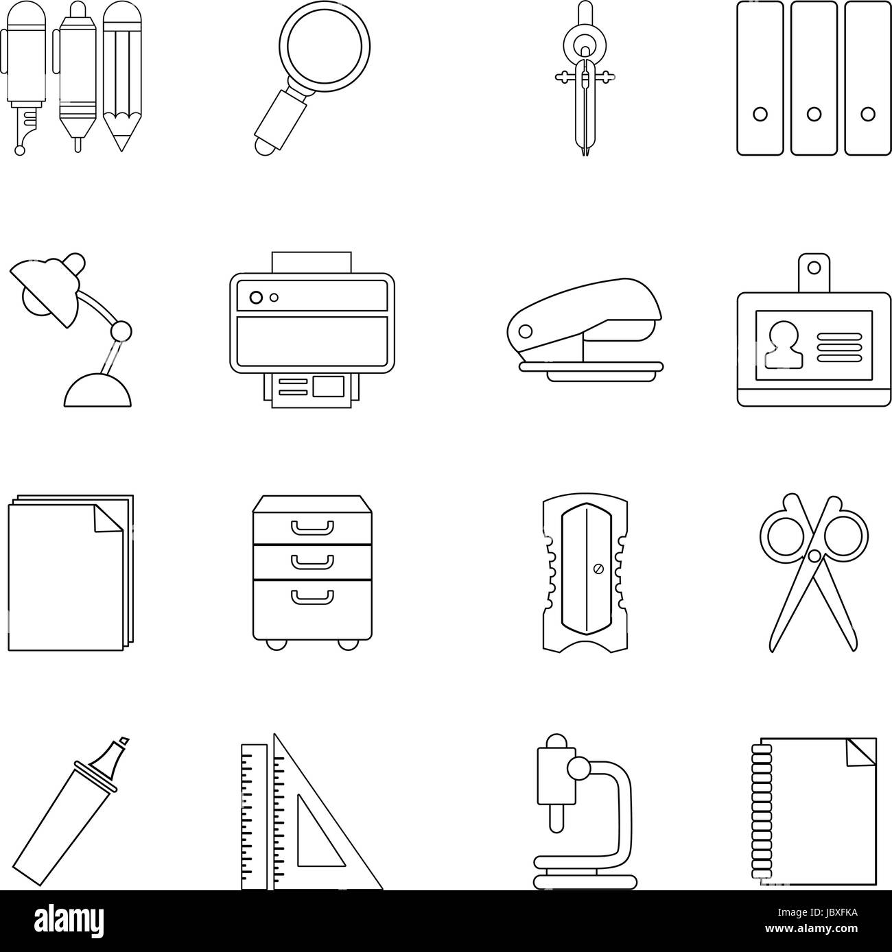 Stationery icons set, outline style Stock Vector Image & Art - Alamy