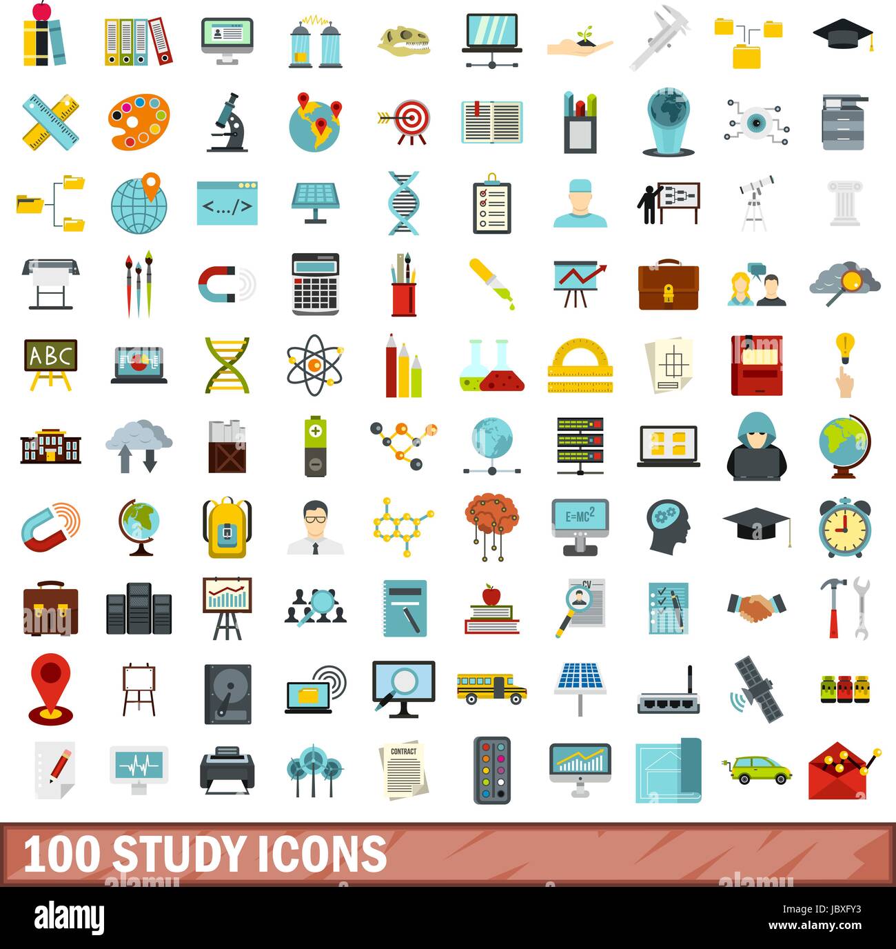 100 study icons set, flat style Stock Vector Image & Art - Alamy