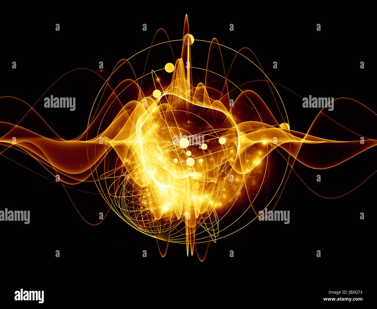 Atomic series. Abstract concept of atom and quantum waves illustrated ...