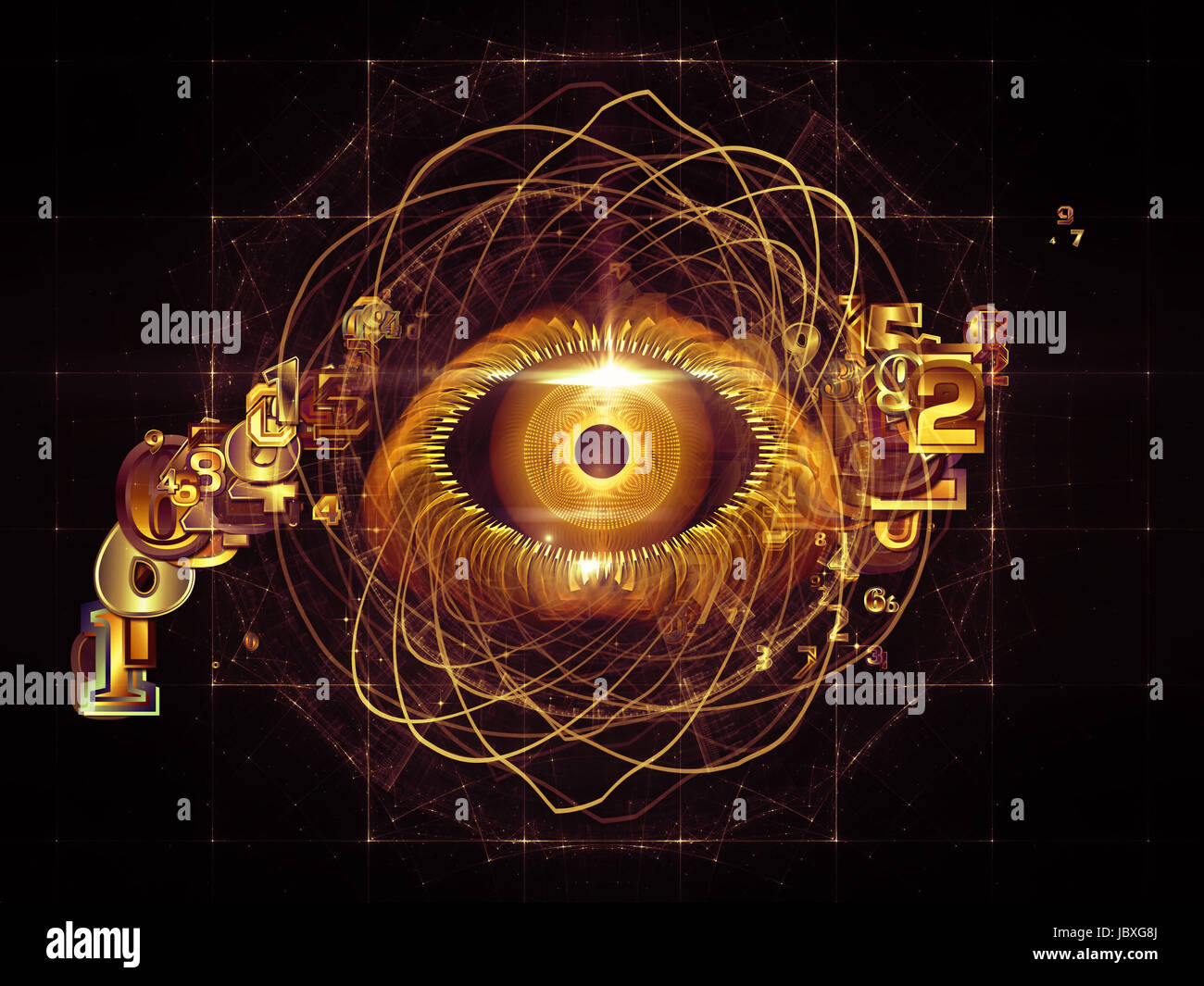 Eye Particle series. Design composed of eye shape, numbers and fractal ...