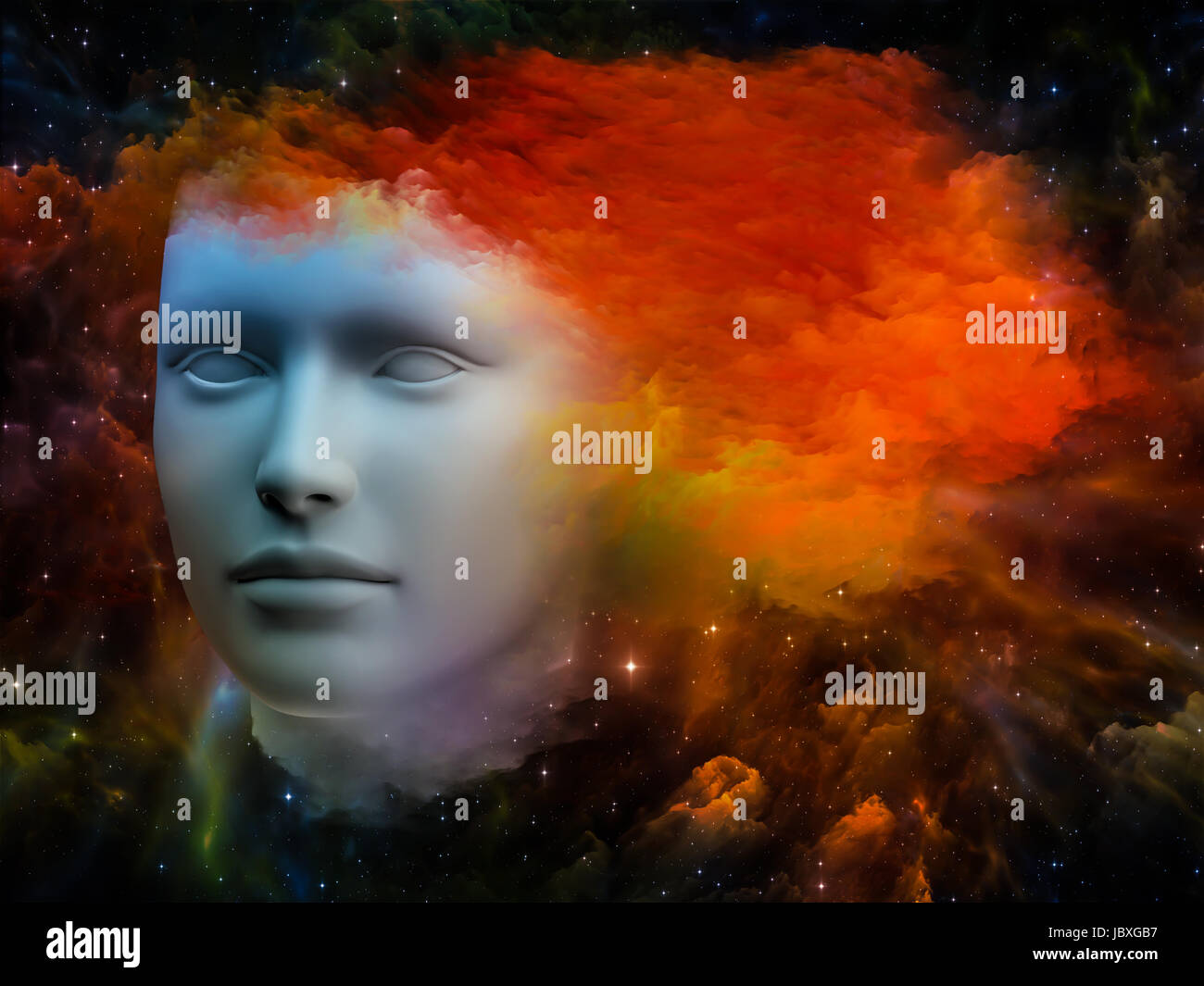 Colorful Mind series. Arrangement of human head and fractal colors on ...