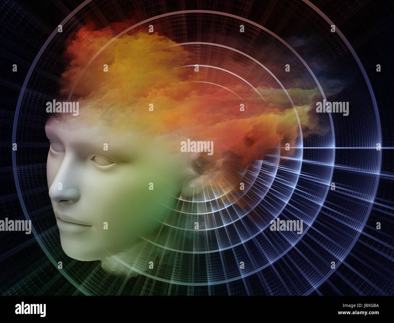 Colorful Mind series. Background composition of human head, design and ...