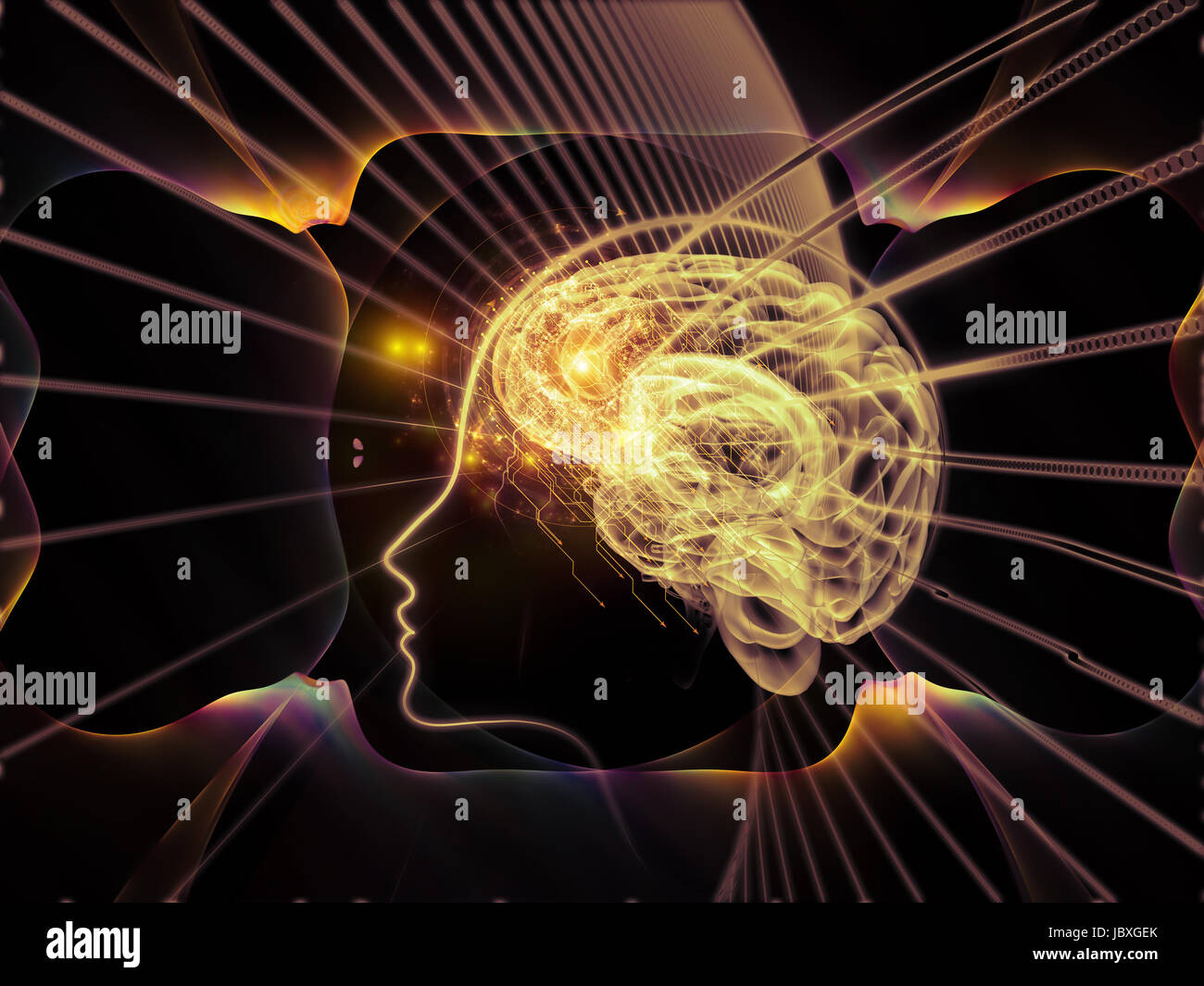 Human Mind series. Background design of brain, human outlines and ...