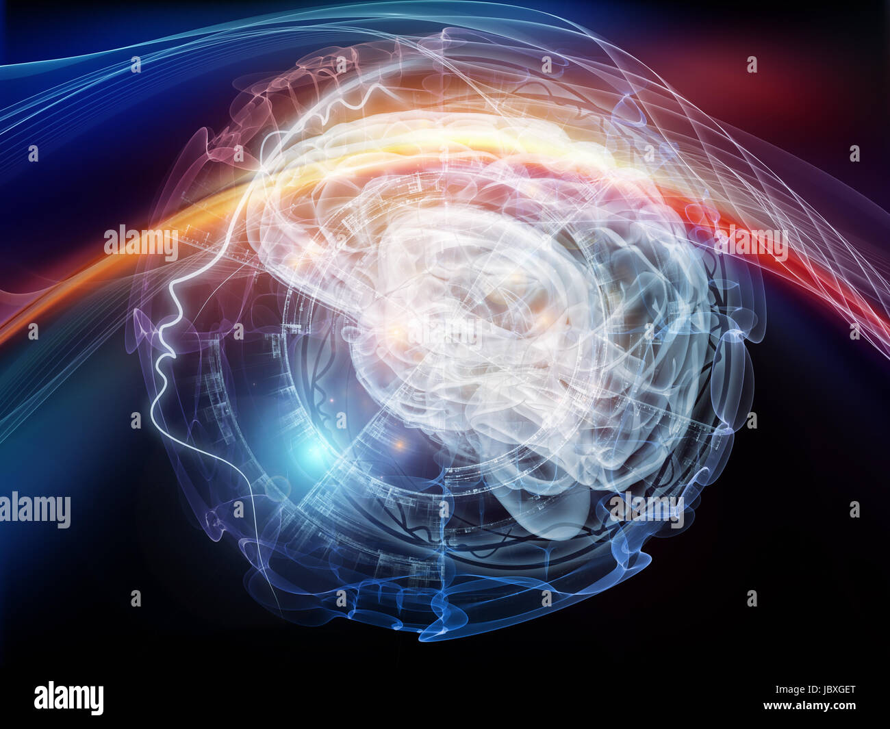 Human Mind series. Artistic background made of brain, human outlines ...