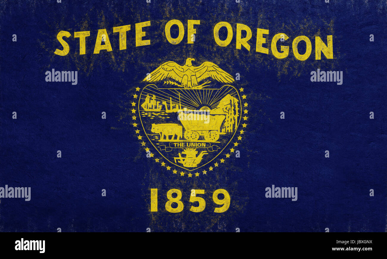 Illustration of the flag of Oregon state in America with a grunge look ...