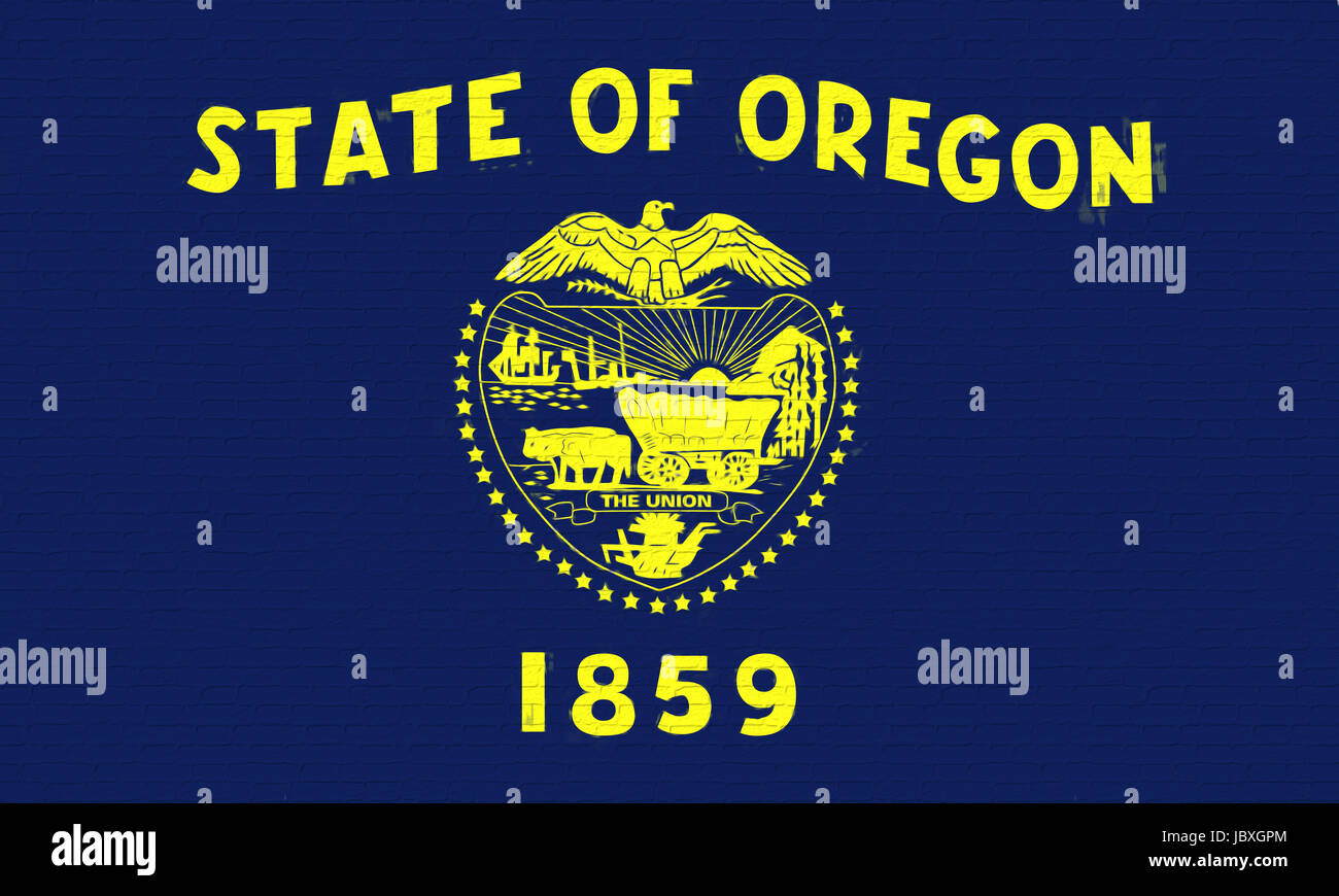 Illustration of the flag of Oregon state in America looking like it is ...