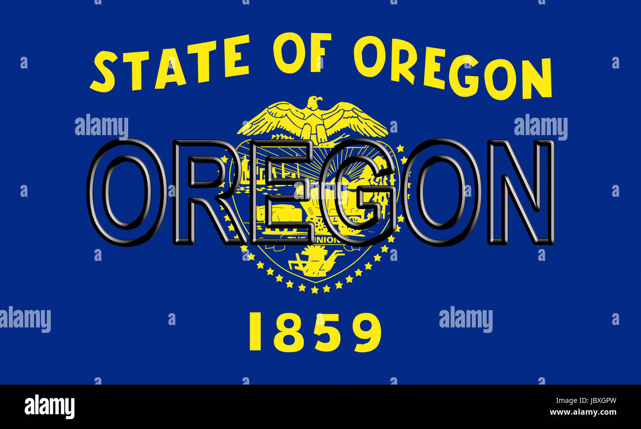 Illustration of the flag of Oregon state in America with the state ...