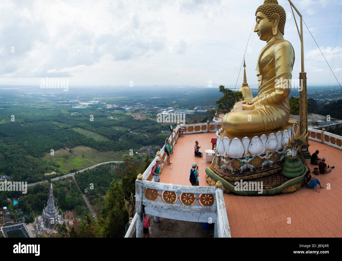 Buddha statue and view from the top of the Tiger Temple, Krabi ...