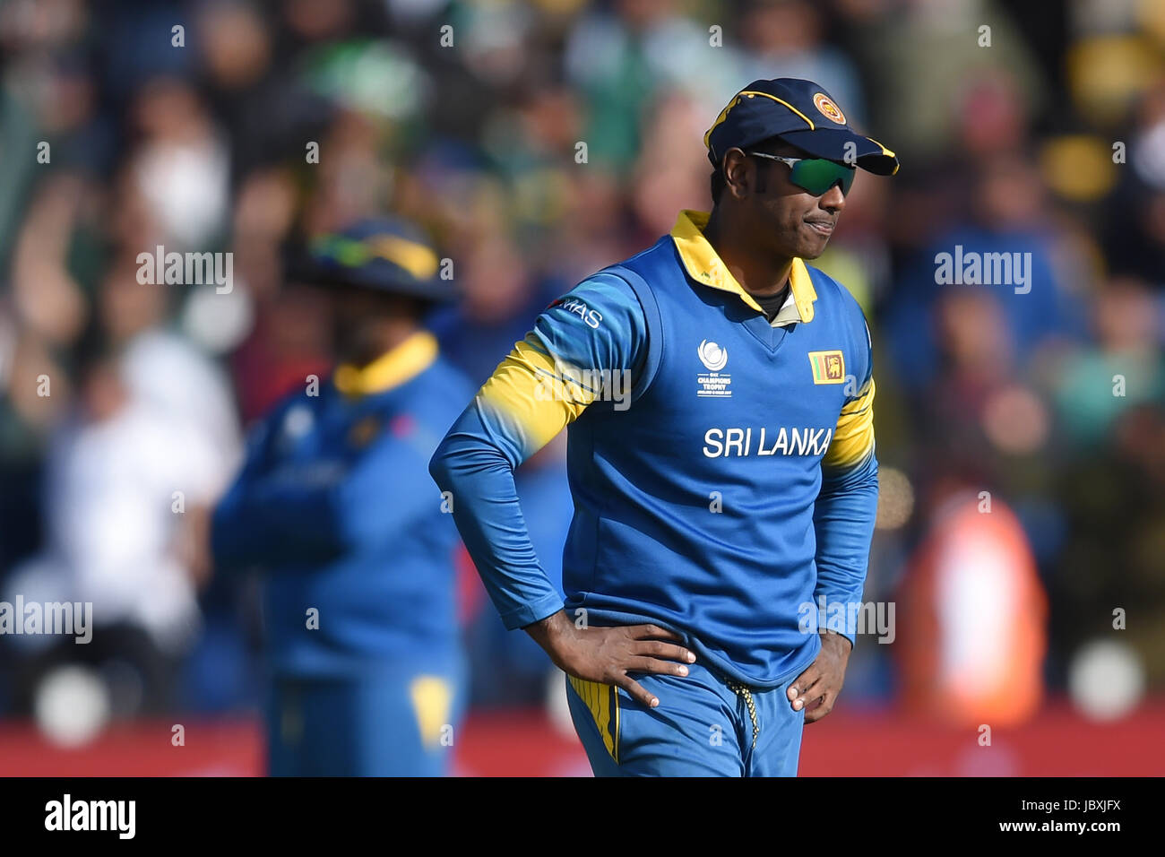 Sri Lanka's Angelo Mathews stands dejected during the ICC Champions ...