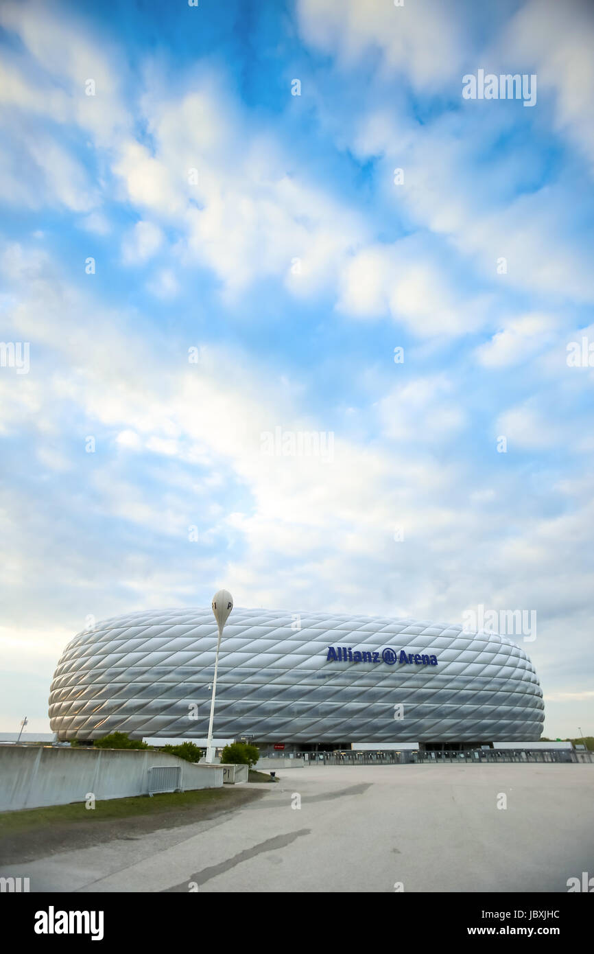MUNICH, GERMANY - MAY 9, 2017 : A view of the Allianz Arena football ...