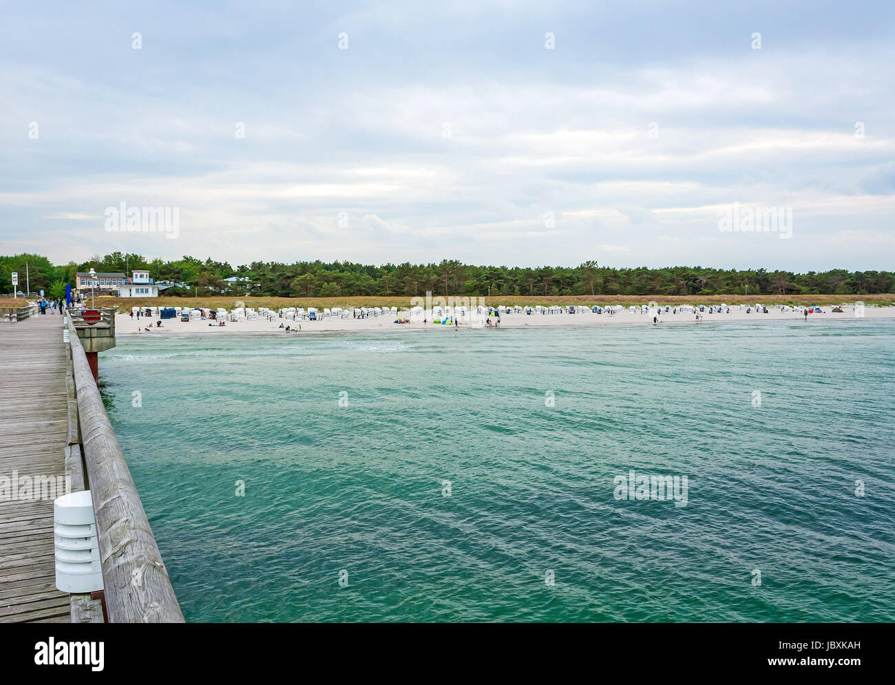 Pier in Prerow, view of the beach Stock Photo - Alamy
