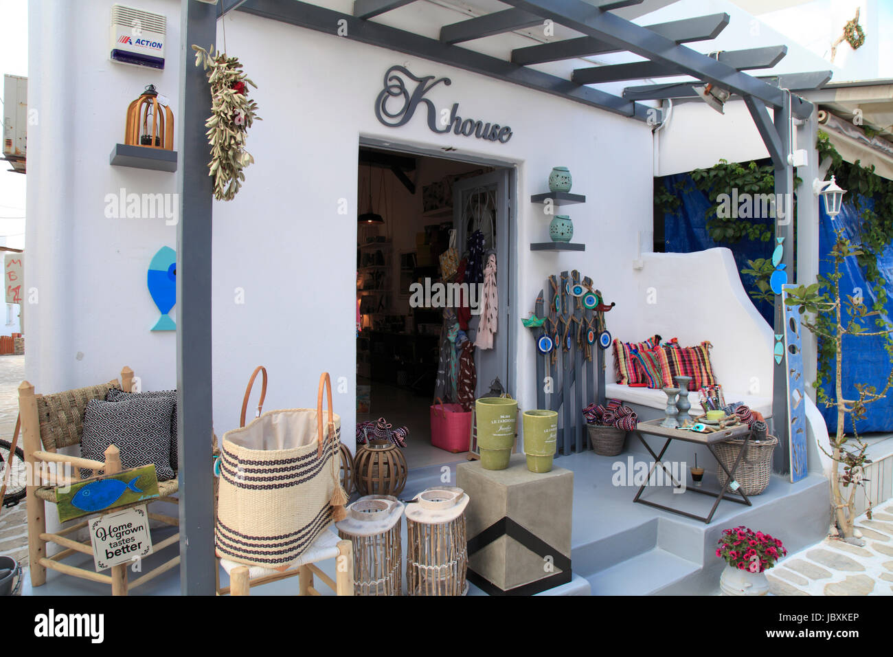 Greece, Cyclades, Antiparos, handicraft, shop, shopping Stock Photo - Alamy